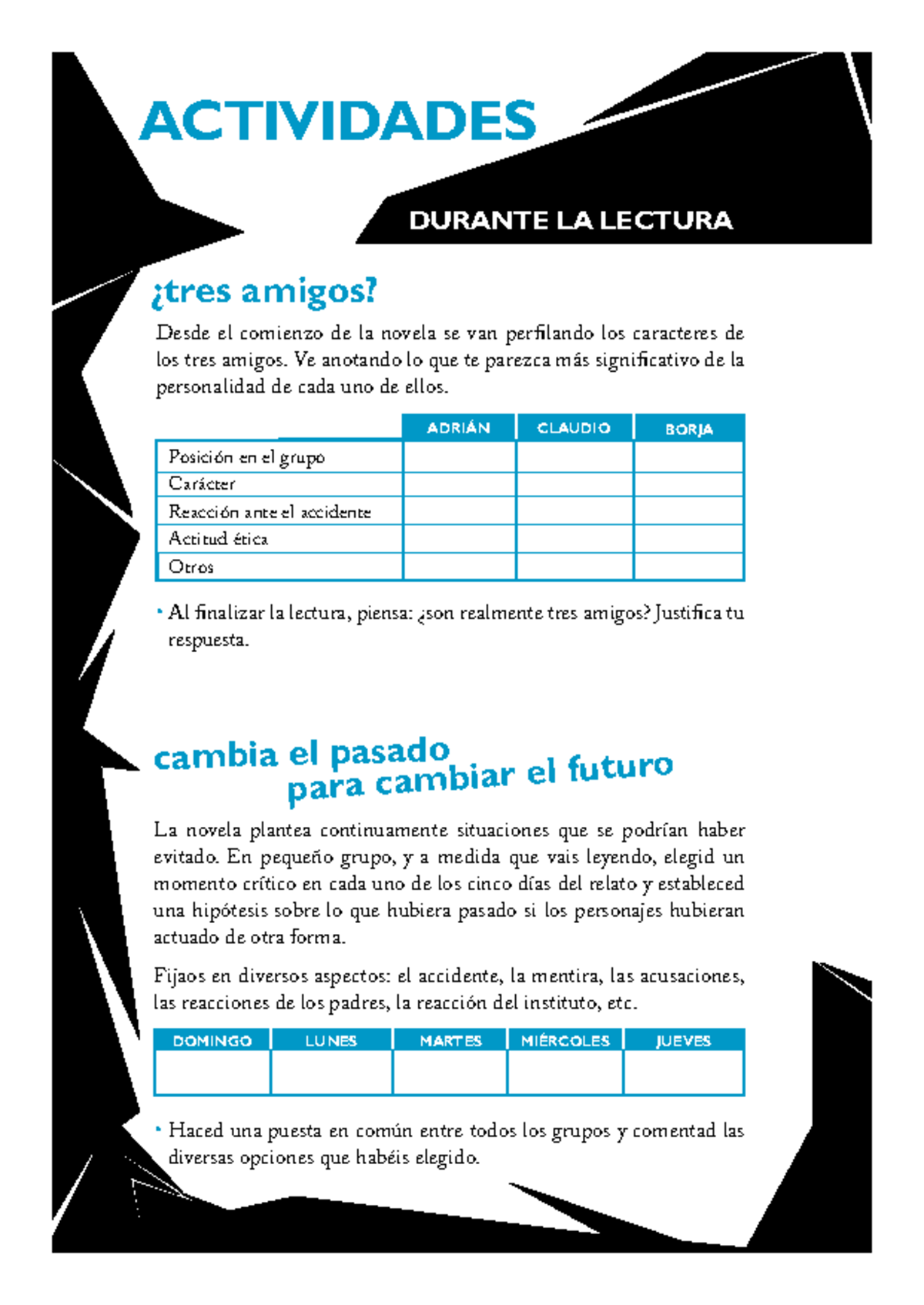 Actividades durante la lectura El rostro de la sombra - Desde el ...