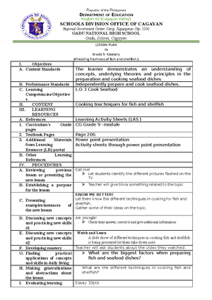 Cookery Module 4 DLL - daily lesson log - SCHOOL SOLANA NATIONAL HIGH ...