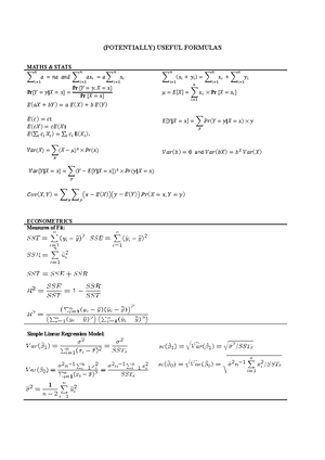 Stata Commands Cheat Sheet - Command Purpose STATA Syntax sum [var] Provides summary statistics ...