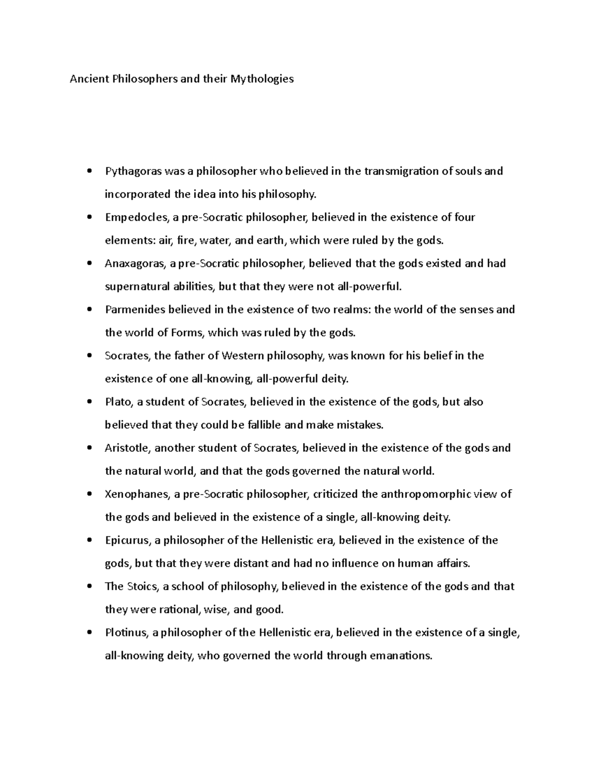 Ancient Philosophers and their Mythologies - Empedocles, a pre-Socratic ...