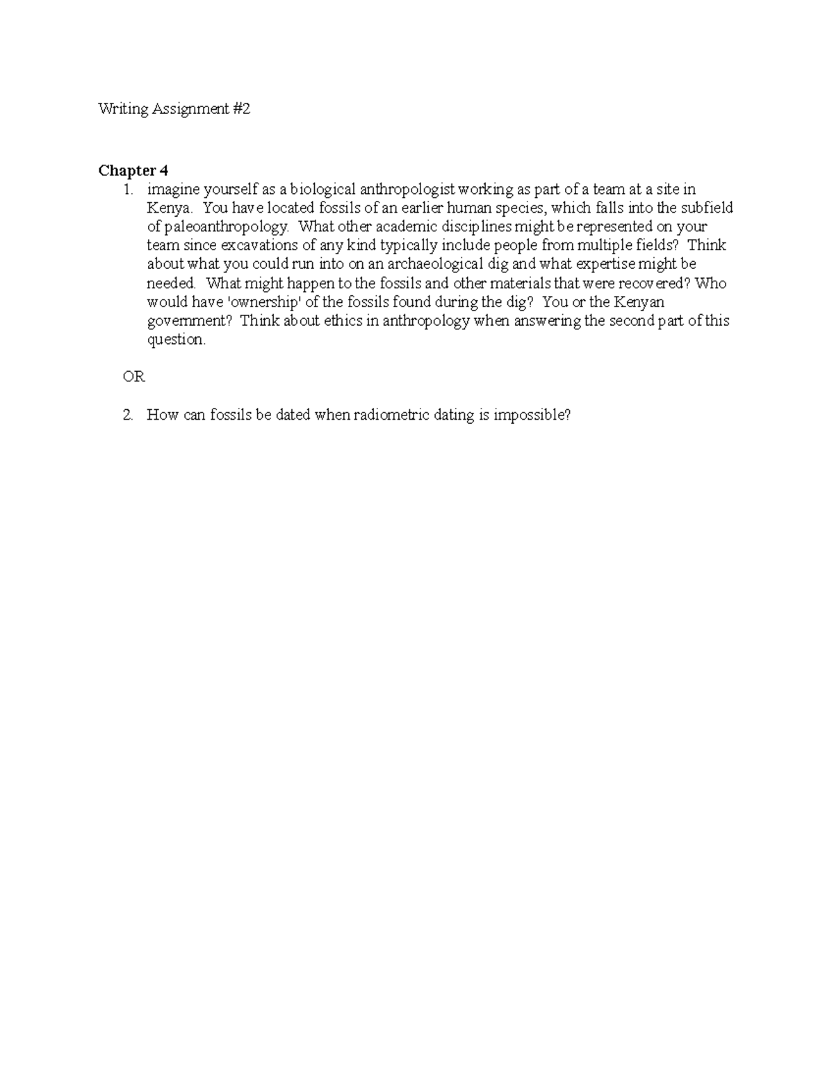 Writing Assignment #2 - Long answer - Writing Assignment # Chapter 4 1 ...