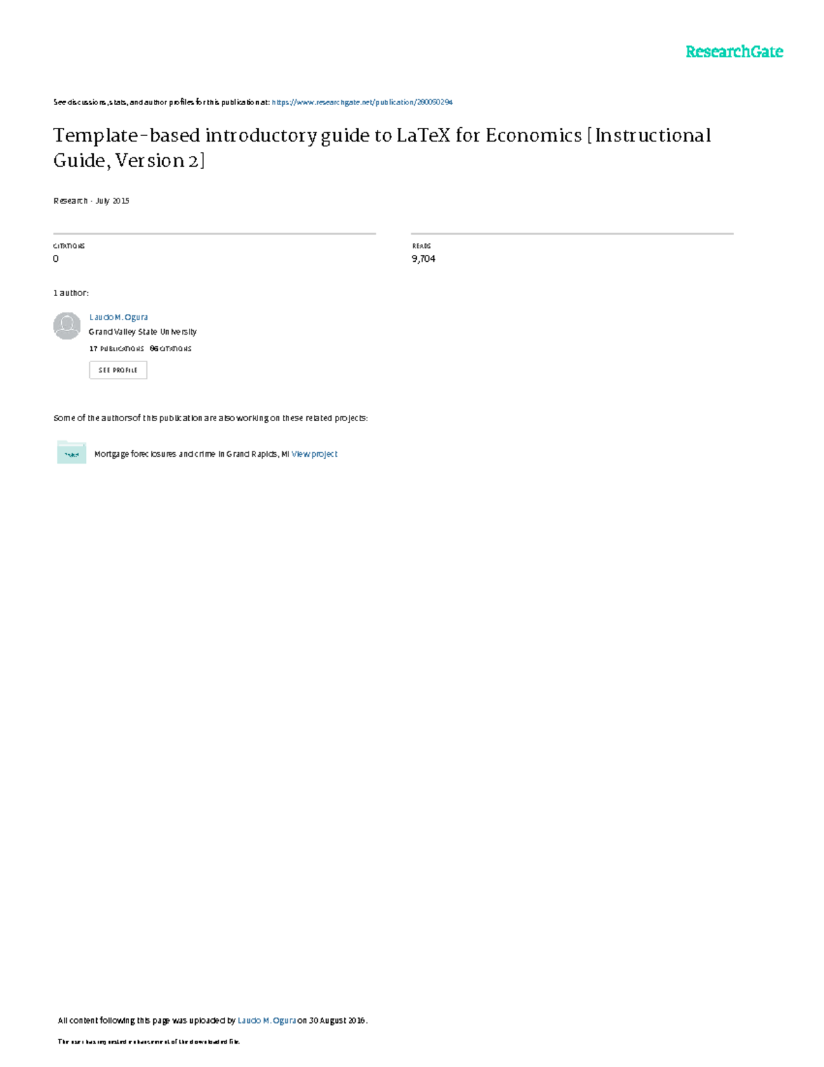 La Te Xforeconomics - Initiation à latex - See discussions, stats, and author profiles for this ...