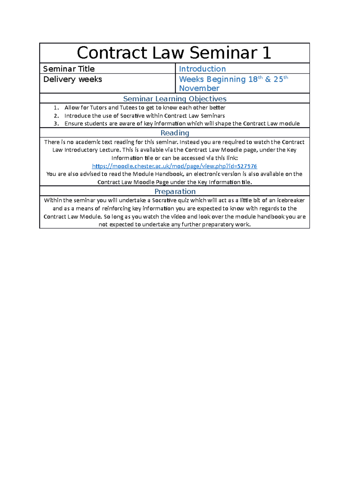 Contract Law Seminar 1 Students - Contract Law Seminar 1 Seminar Title ...