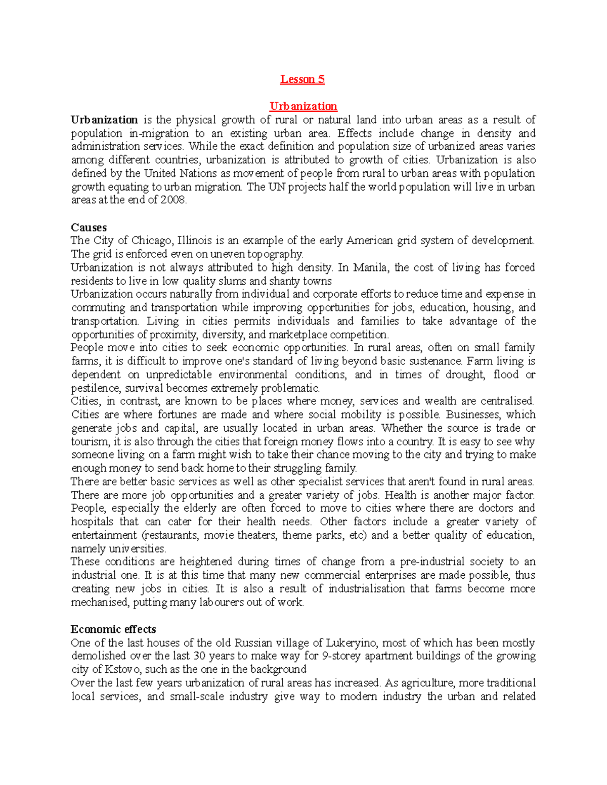 Ch04 Urbanization - Development-Communication - Lesson 5 Urbanization ...