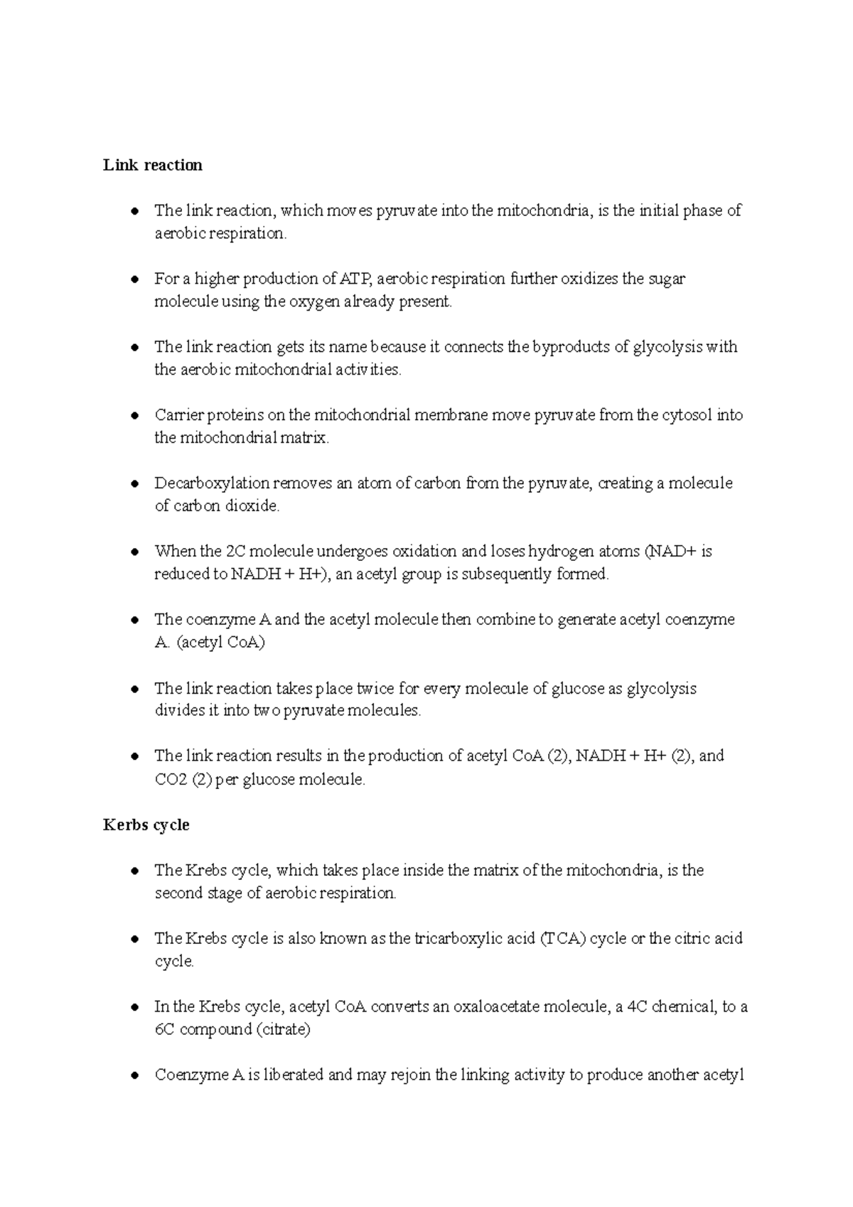 Link reaction - Link reaction The link reaction, which moves pyruvate ...