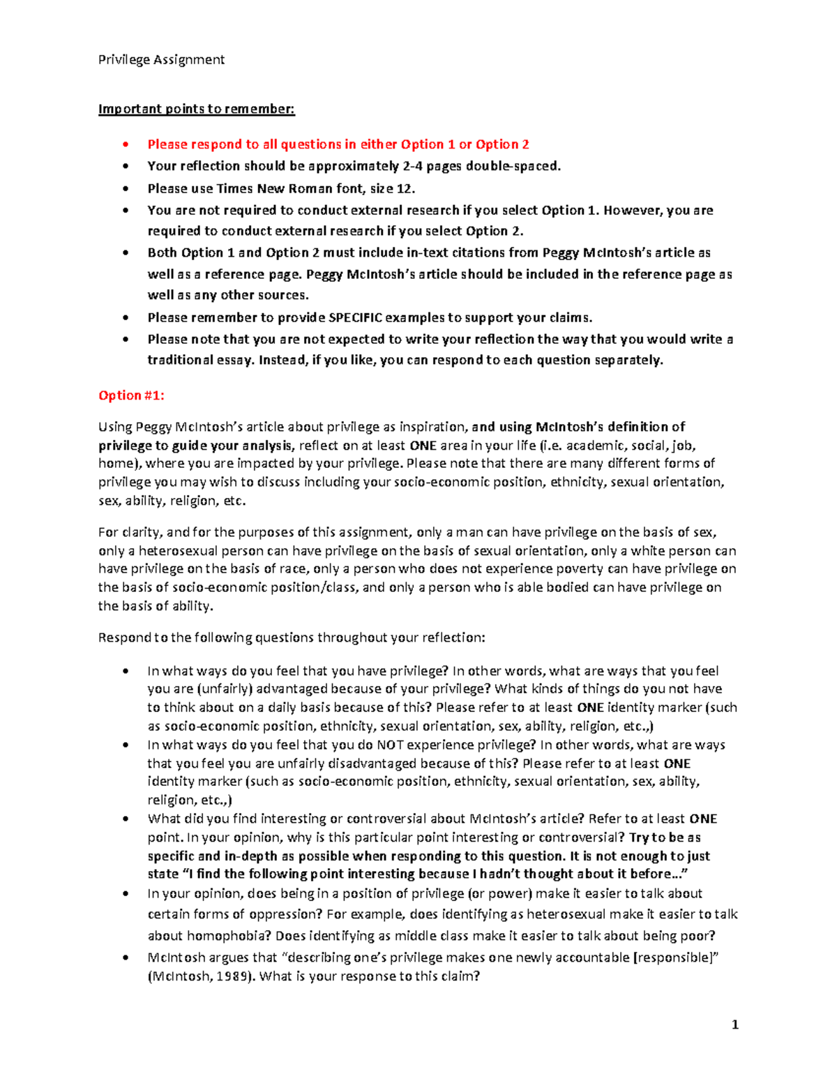 SOC211 Privilege Reflection Fall 2022 - Privilege Assignment 1 ...