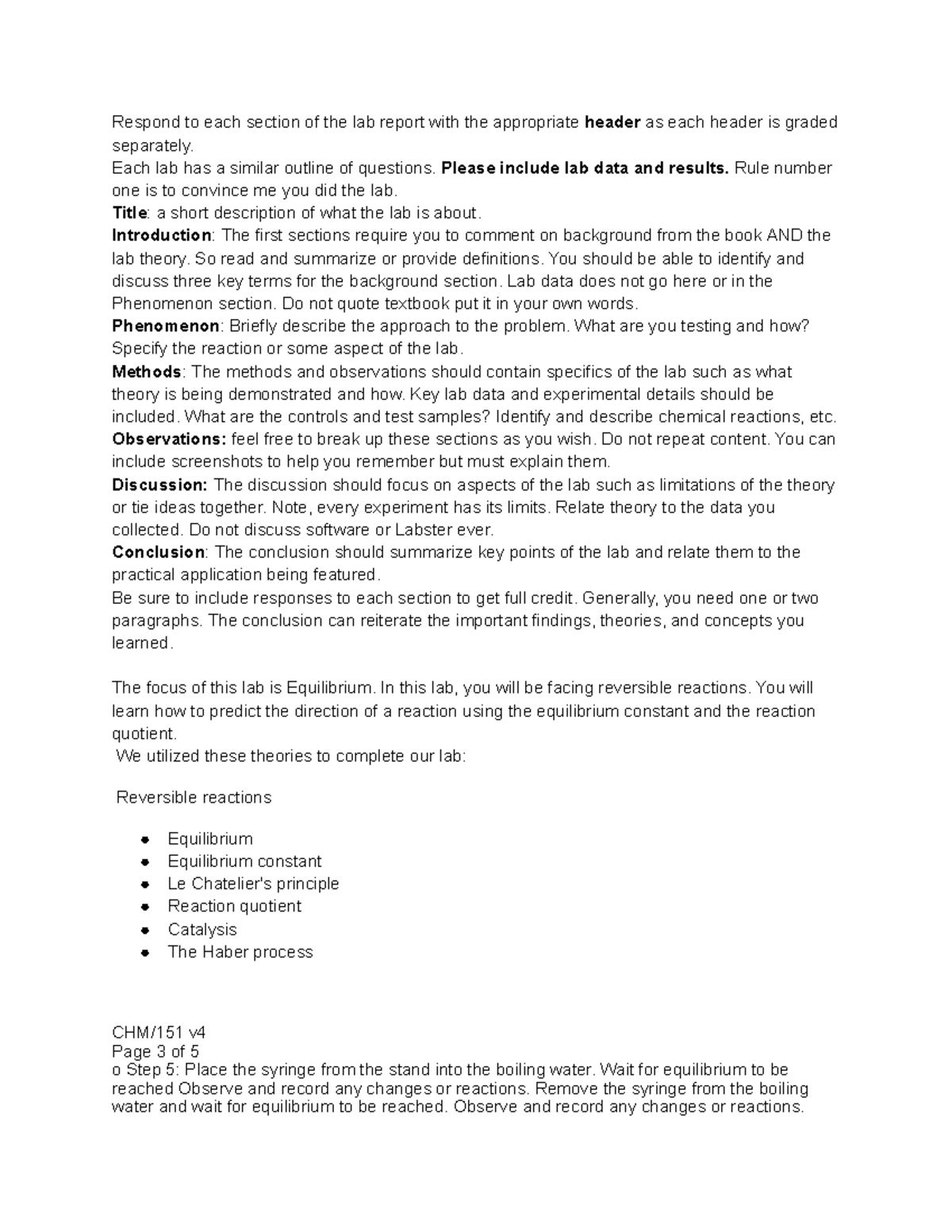 Untitled document - Lab assignment format - Respond to each section of ...