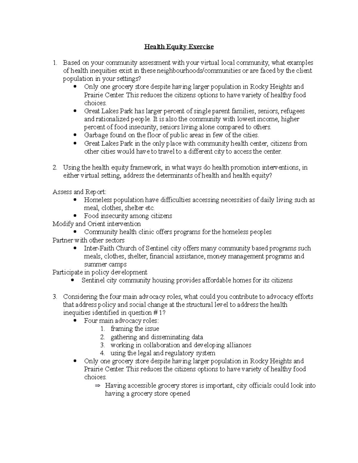 Health Equity - Nursing 3Qq3 - McMaster - Studocu