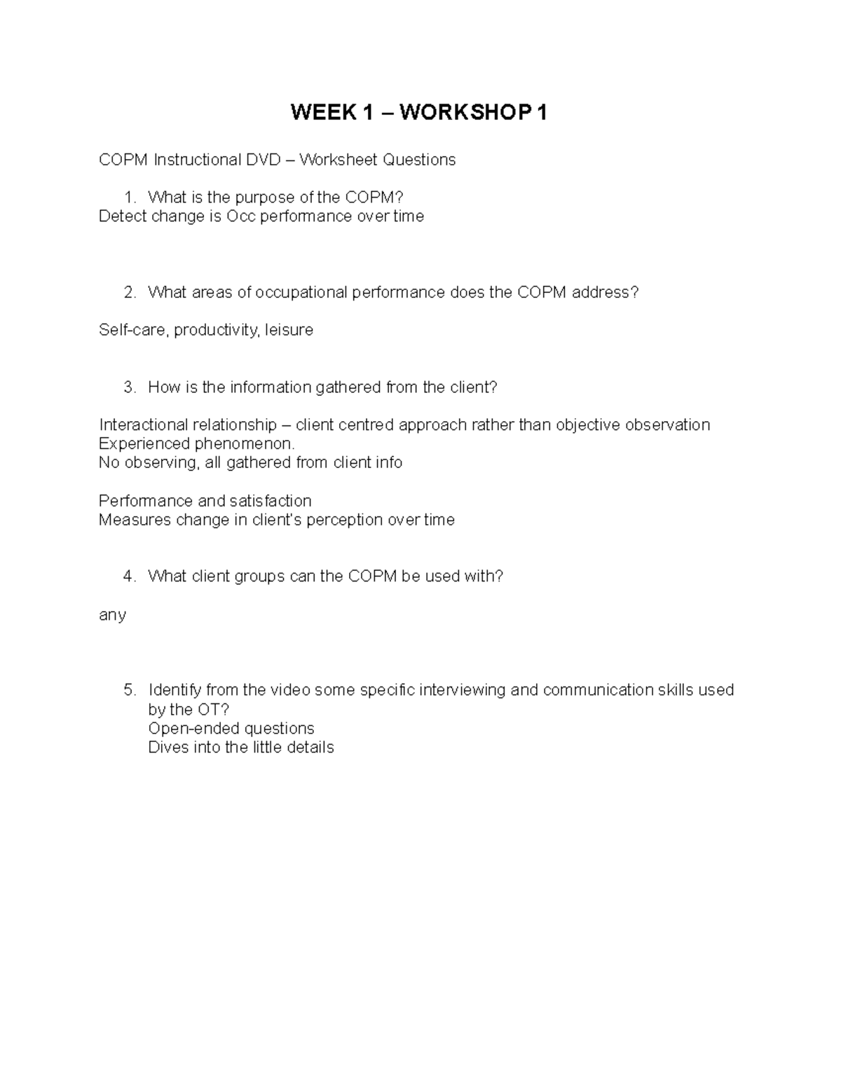 WEEK 1 - Workshop - WEEK 1 – WORKSHOP 1 COPM Instructional DVD ...