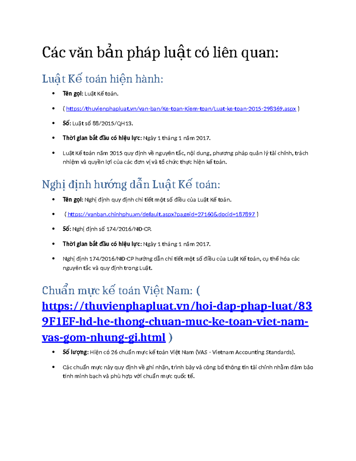 Câu 3 - Thảo anh - zui - Các văn b n pháp lu t có liên quan:ả ậ Lu t Kậ ế toán hi n hành:ệ Tên ...
