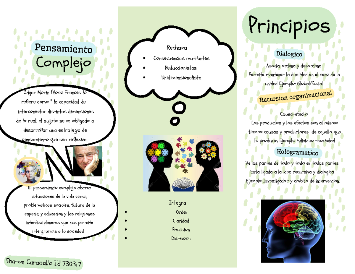 Plegable pensamiento complejo - Principios Complejo Recursion organizacional Dialogico ...