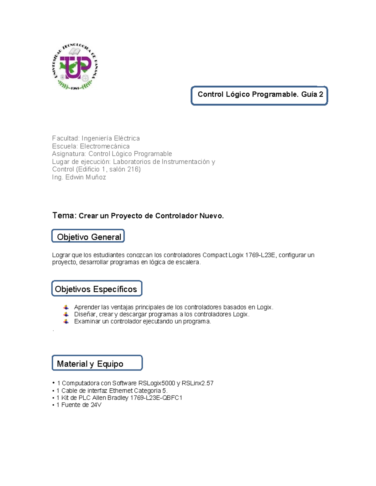 Laboratorio #2 Crear un Proyecto de Controlador Nuevo - A - Control ...
