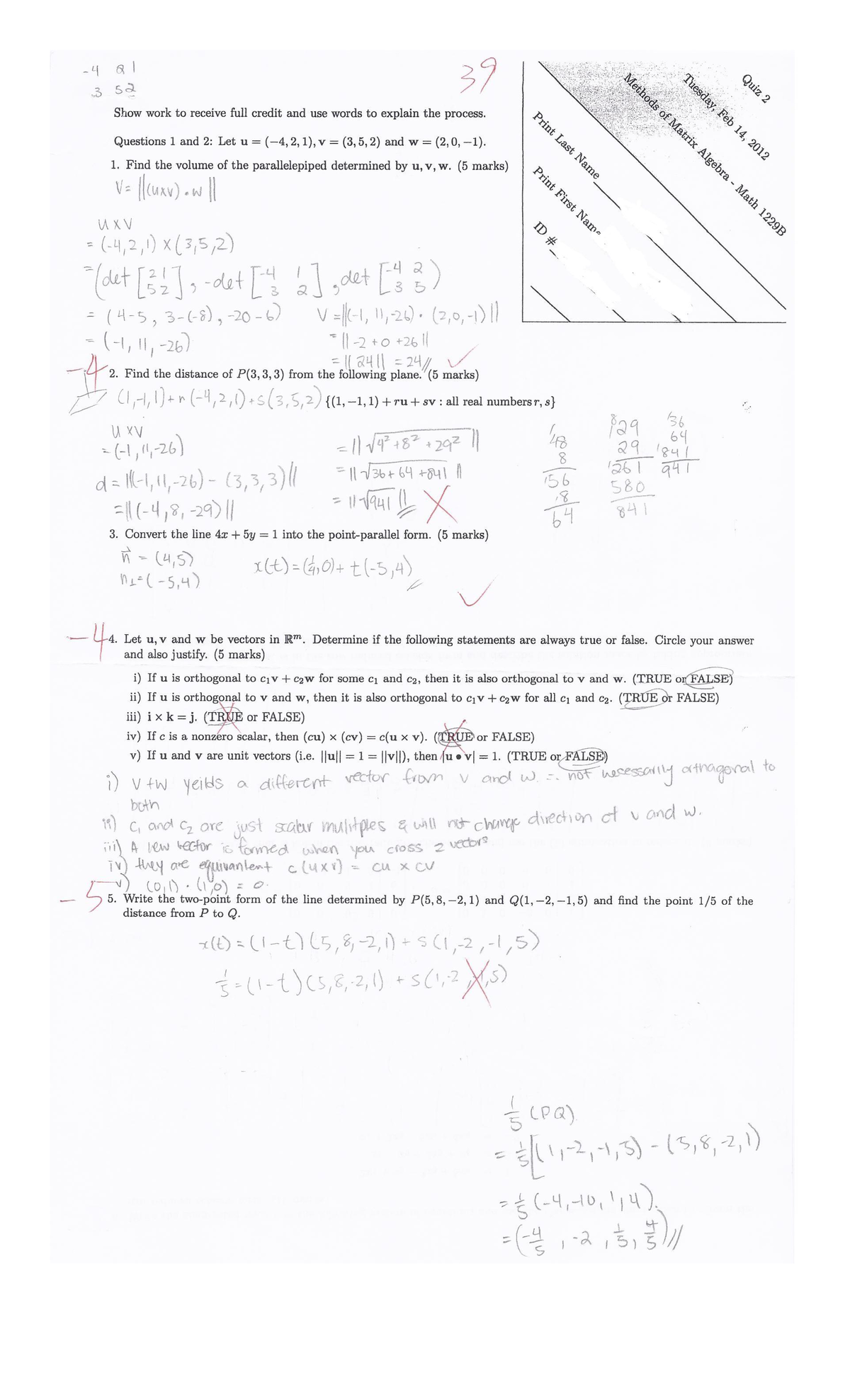 Math 1229 - Quiz 2 (Feb 14, 2012 ) - Mathematics 1229A/B - Studocu