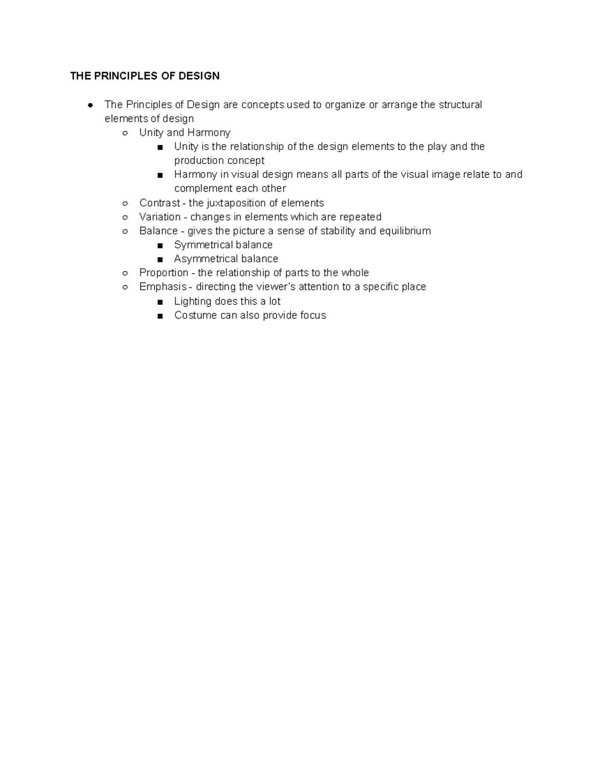 TA 150 Notes 2 - THE Principles OF Design - THE PRINCIPLES OF DESIGN ...