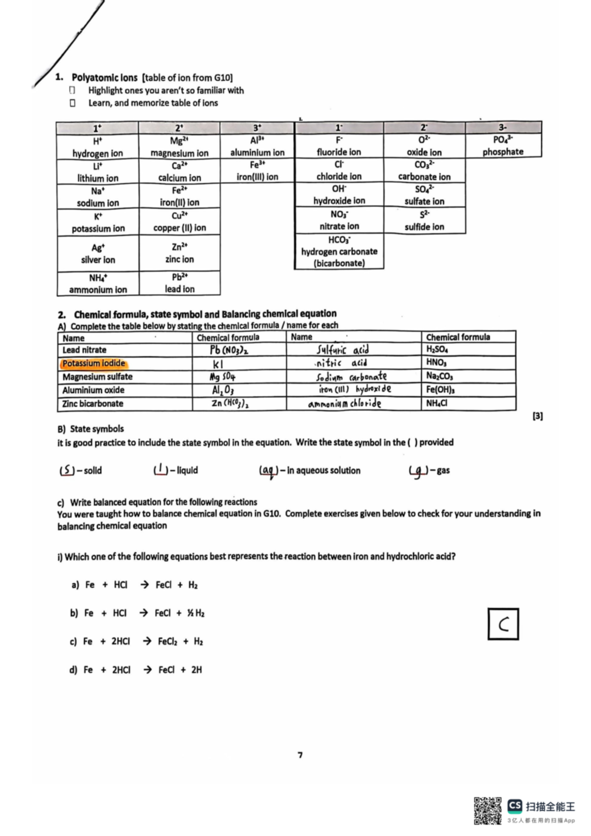 9 3 homework - 1. Polyatomic lons of ion from Highlight ones you so ...