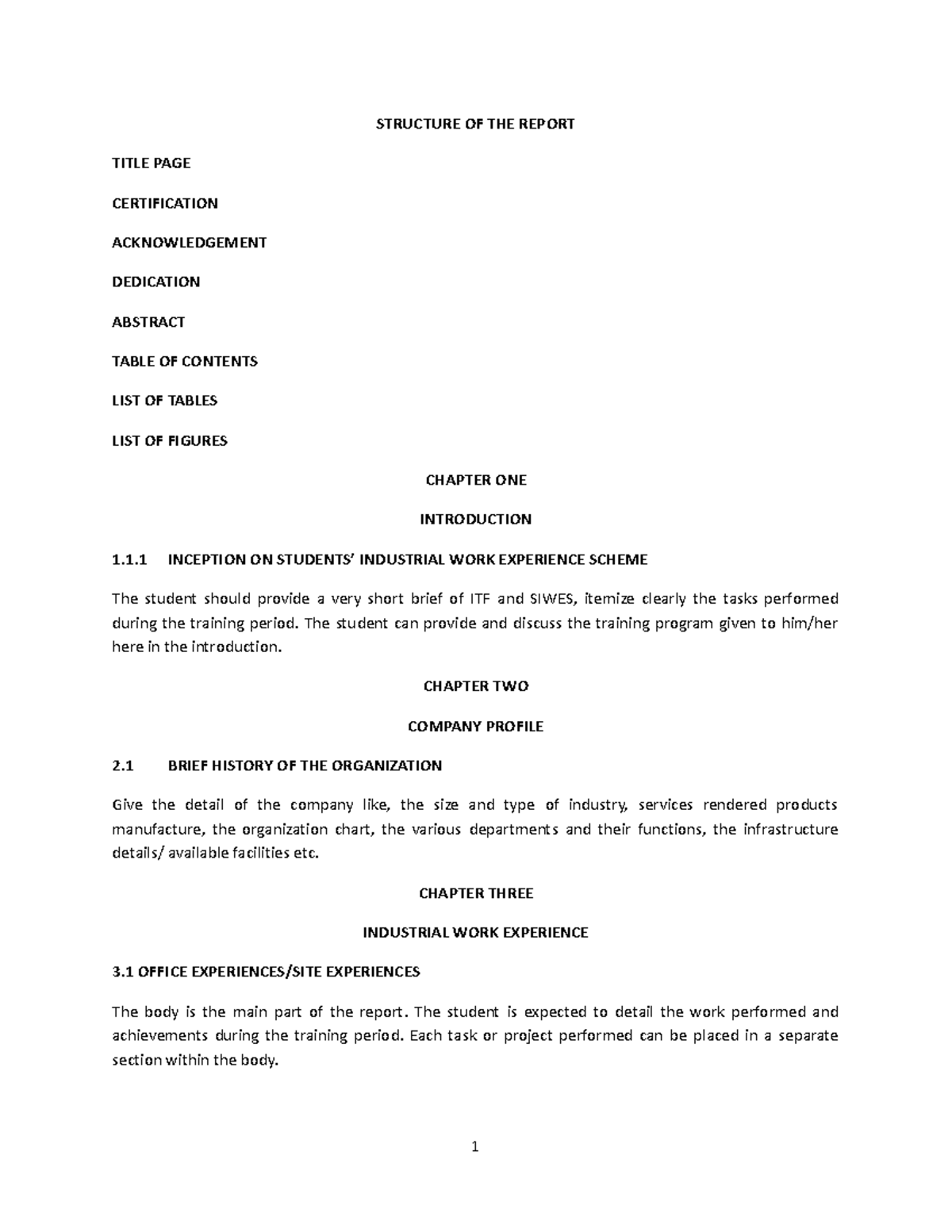 Format of writing I.T report - STRUCTURE OF THE REPORT TITLE PAGE ...