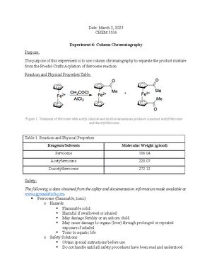 Exp 11 Final - exp lab report 11 - Jane Doe Lab Partner- 4.20, CHEM 3106- TA- Experiment 11 ...