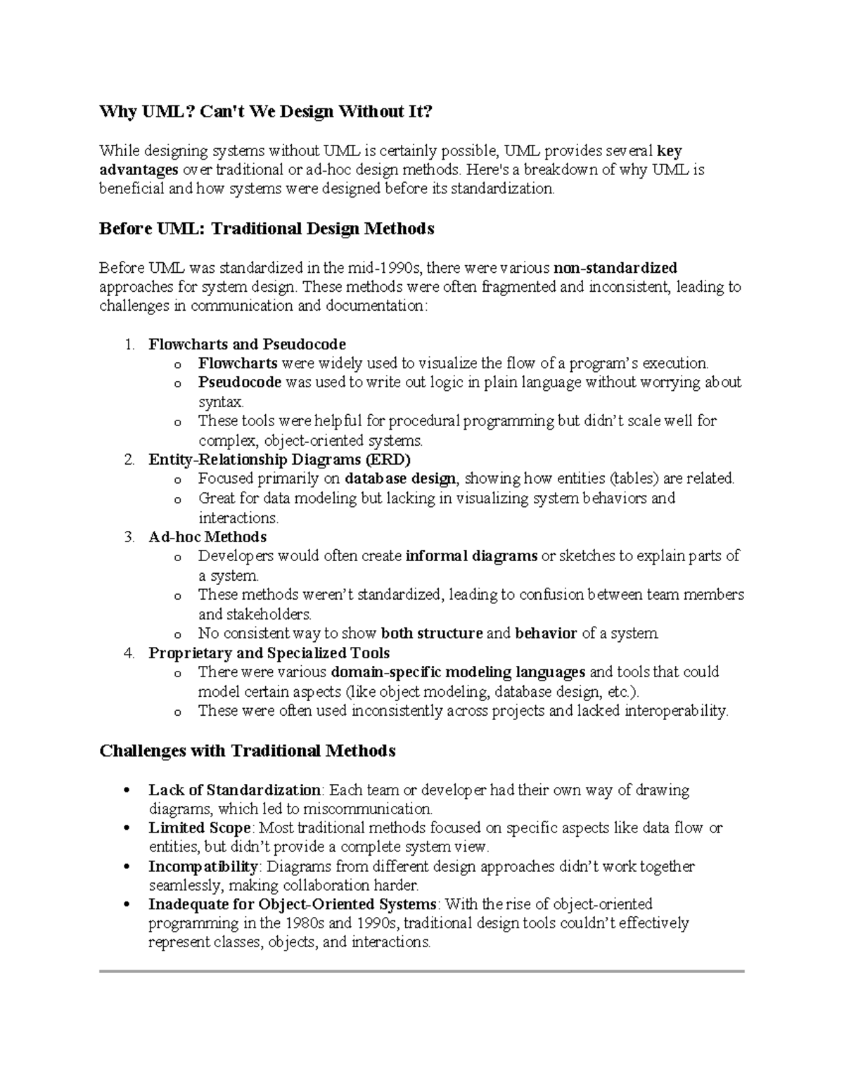 Ooad Notes Ooad Introduction Why Uml Cant We Design Without It While Designing Systems