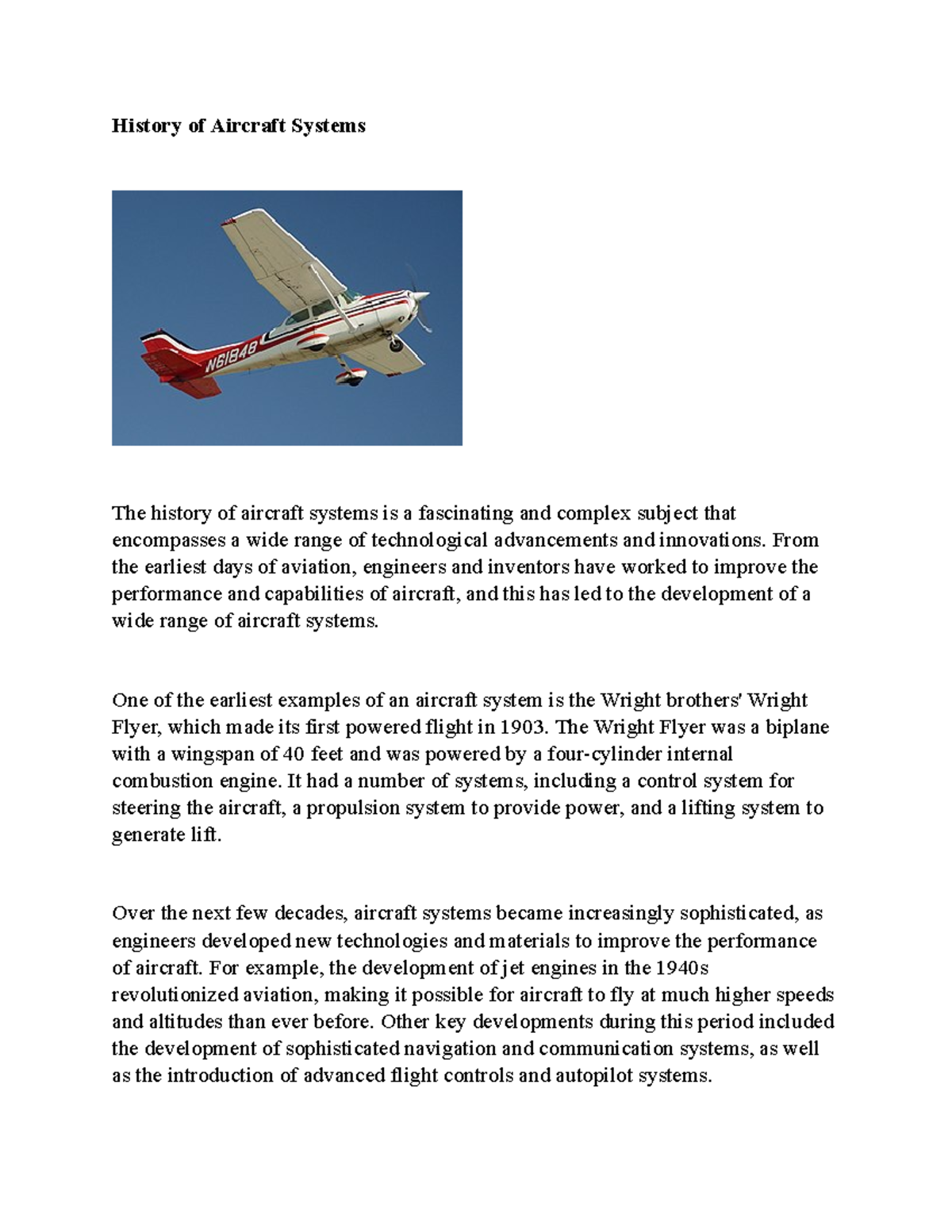 History of Aircraft Systems - From the earliest days of aviation ...