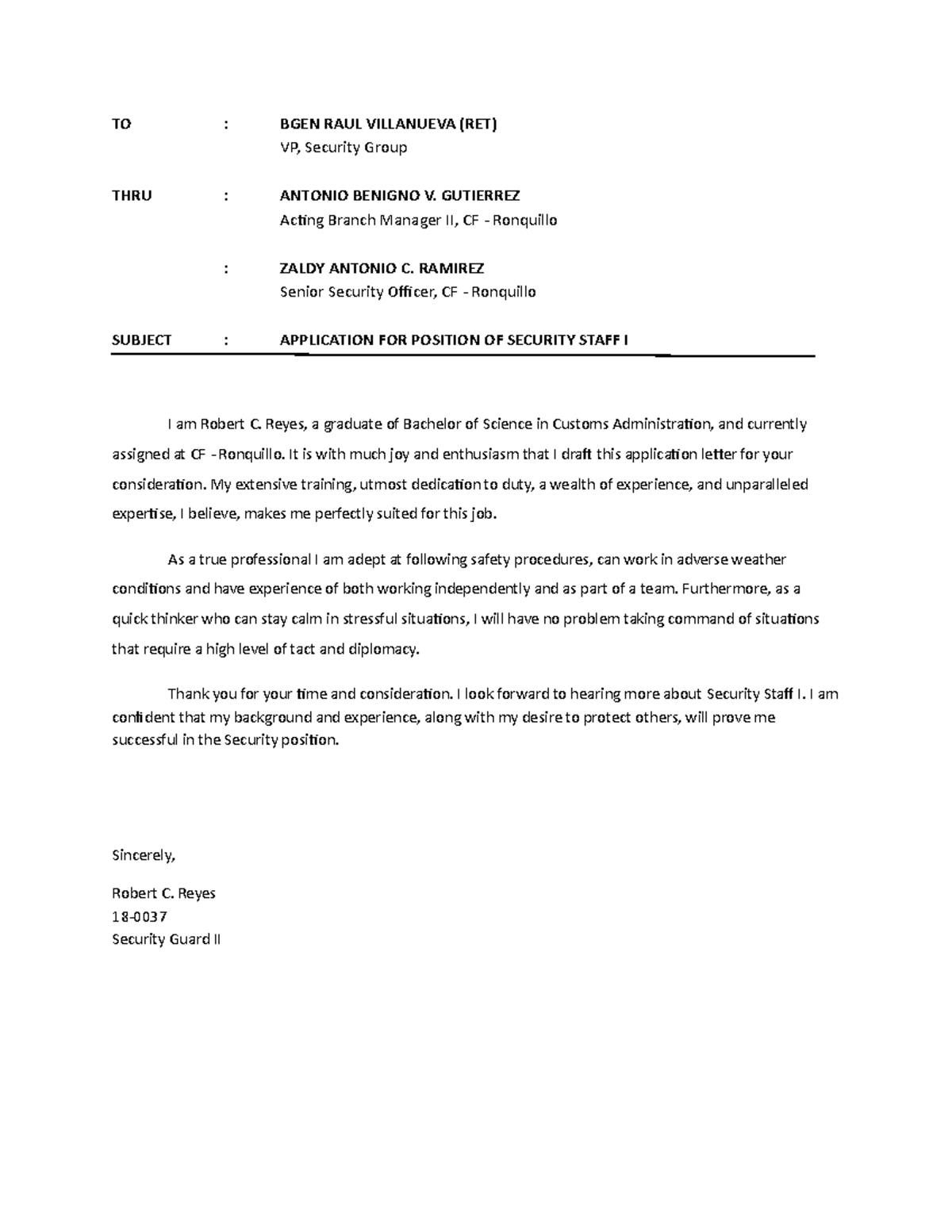 Letter OF Intent - 2023 - TO : BGEN RAUL VILLANUEVA (RET) VP, Security ...