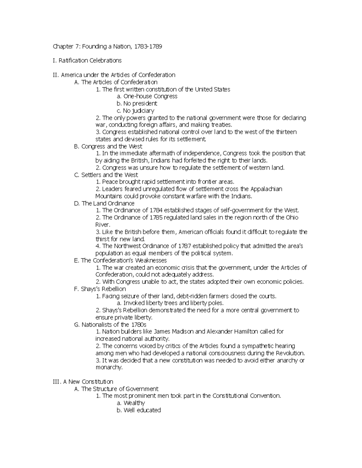 Foner Chapter 7Outline - HIST 1220 - Studocu