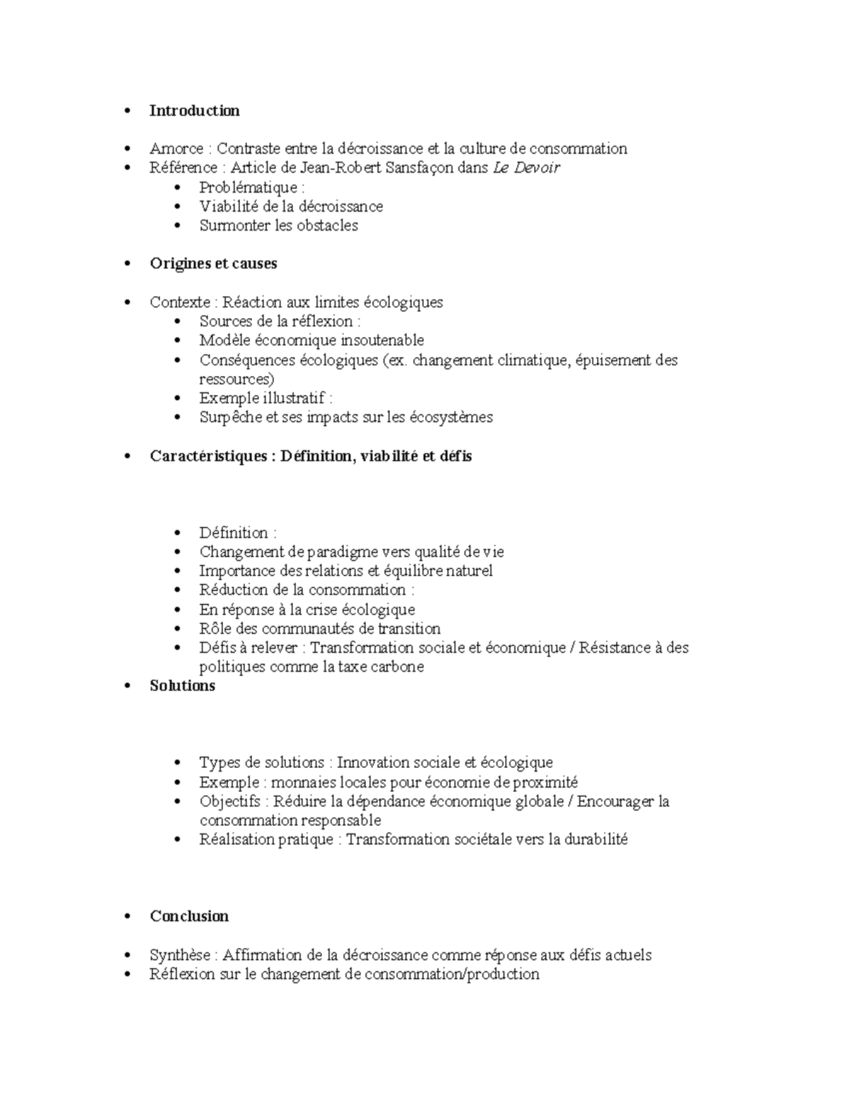 Plan compo 4 - Introduction Amorce : Contraste entre la décroissance et ...