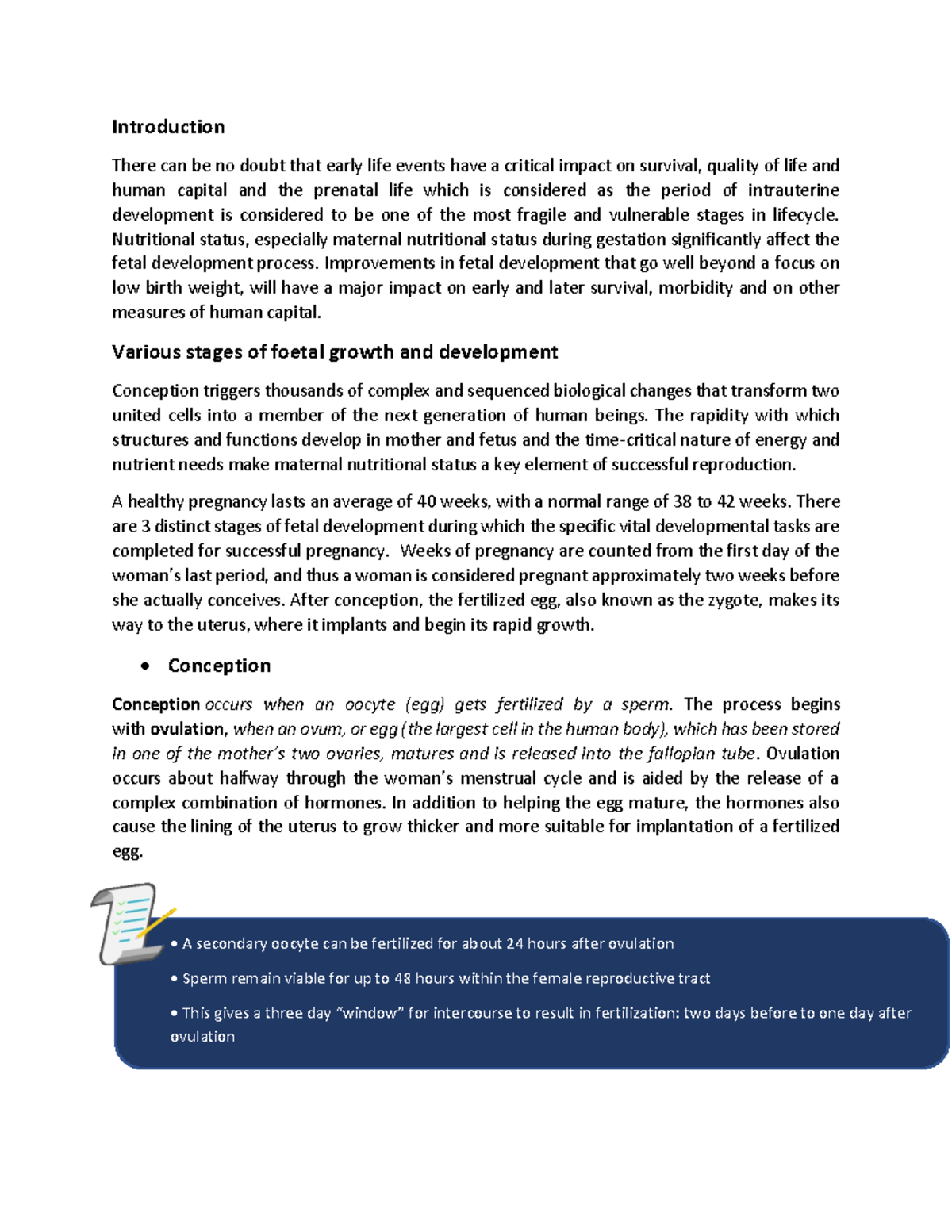 Foetal growth and development - Introduction There can be no doubt that ...