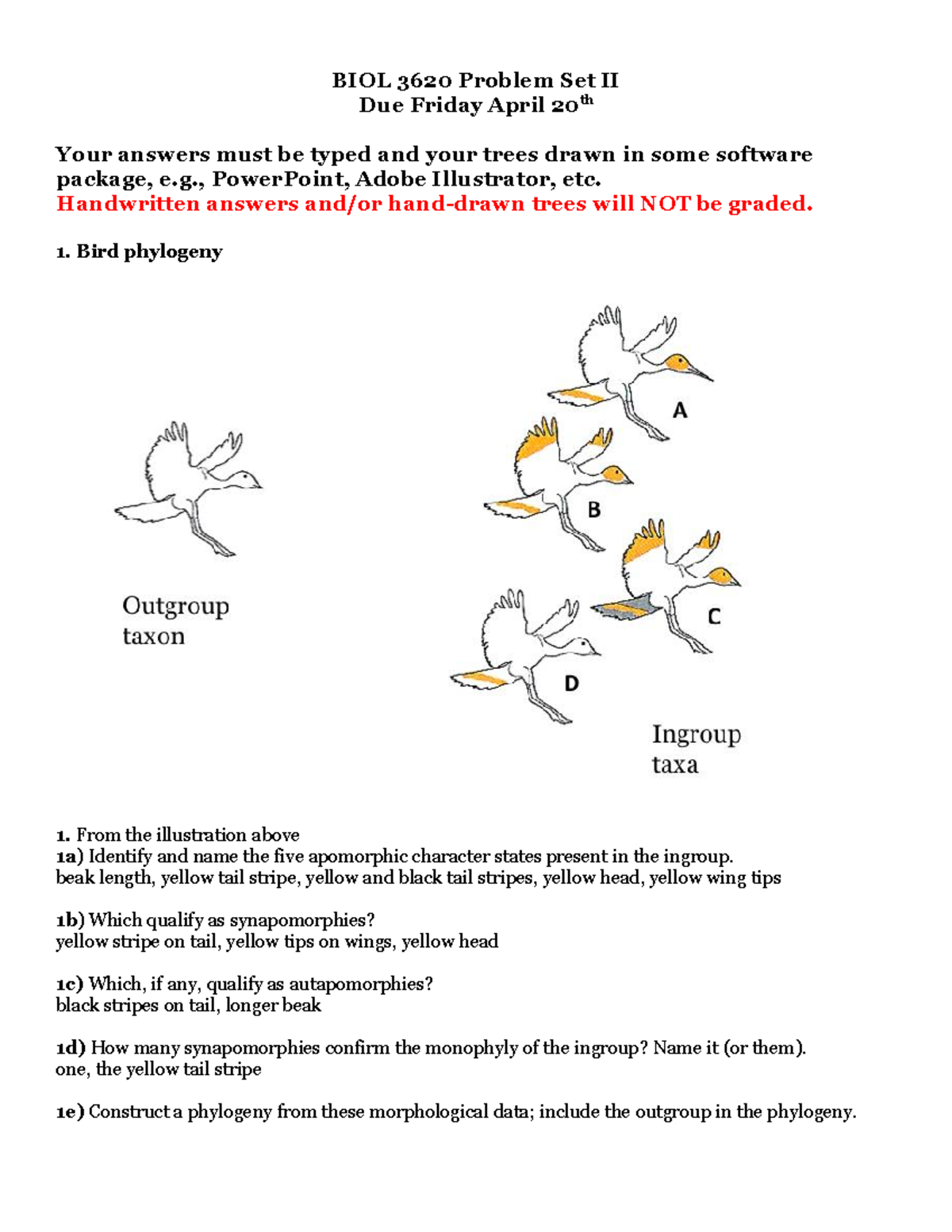 Problem Set II - BIOL 3620 Problem Set II Due Friday April 20th Your ...