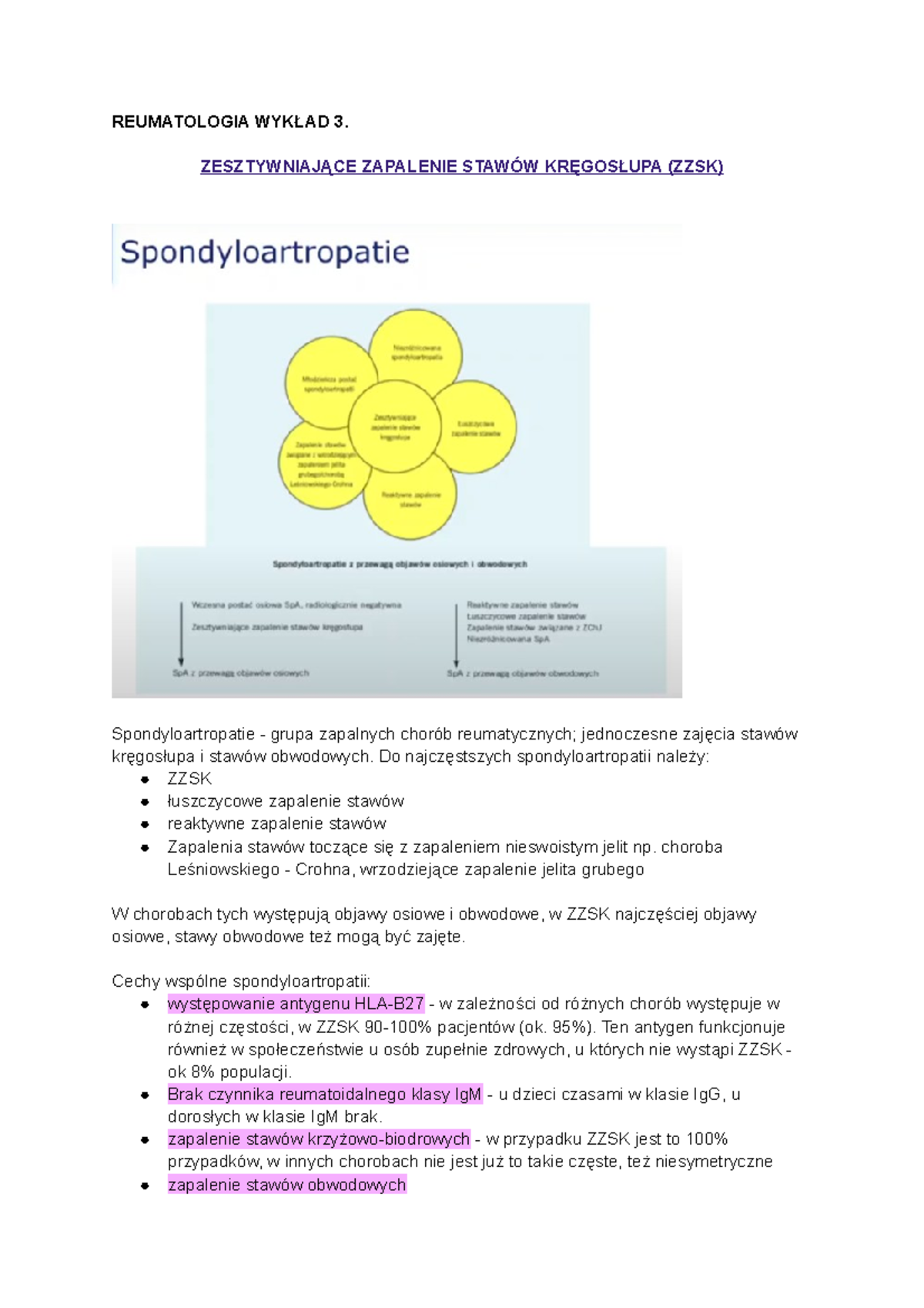 Reumatologia wykład ZZSK - REUMATOLOGIA WYKŁAD 3. ZESZTYWNIAJĄCE ...