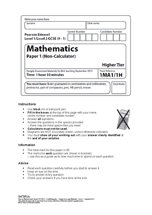 GCSE 9-1 Maths Formulae Poster - 1 2 1 2 Edexcel GCSE (9-1) Maths: need ...