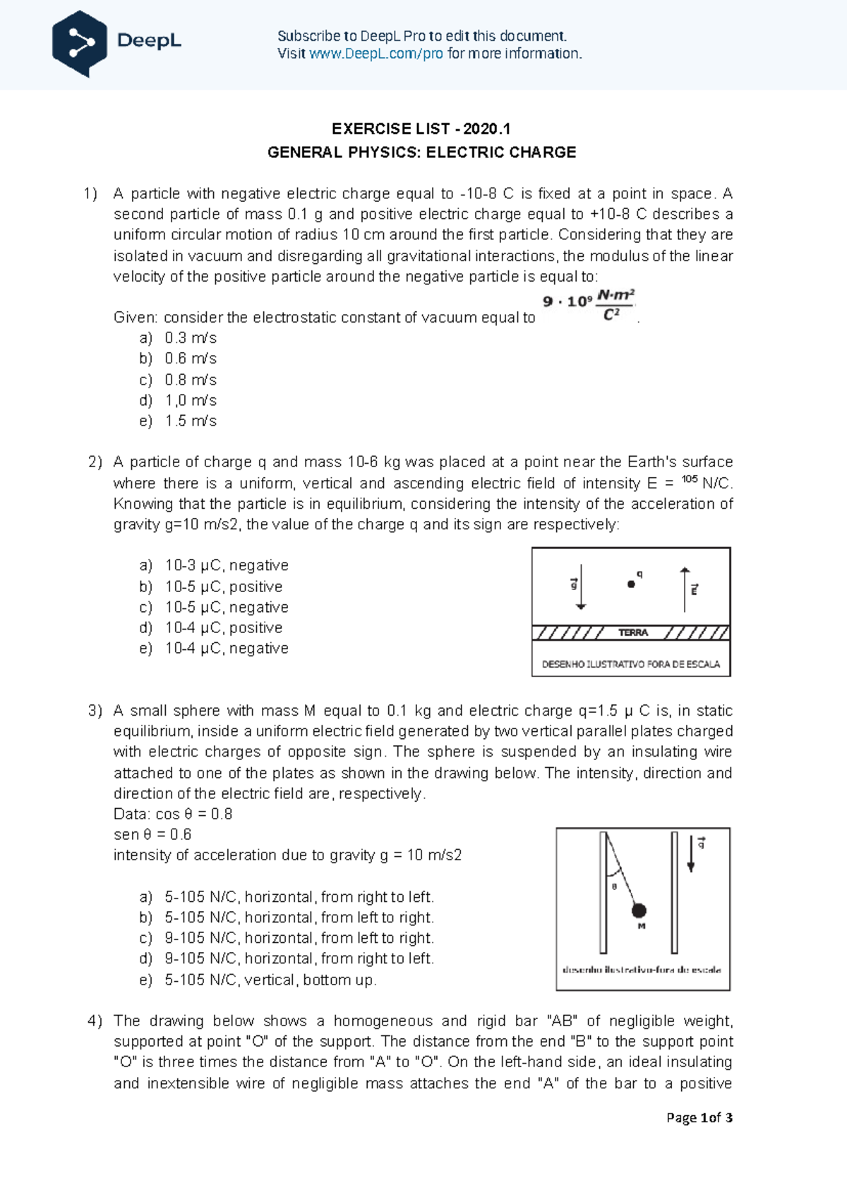 Summary Electrical charge - Page 1 of 3 EXERCISE LIST - 2020. GENERAL ...