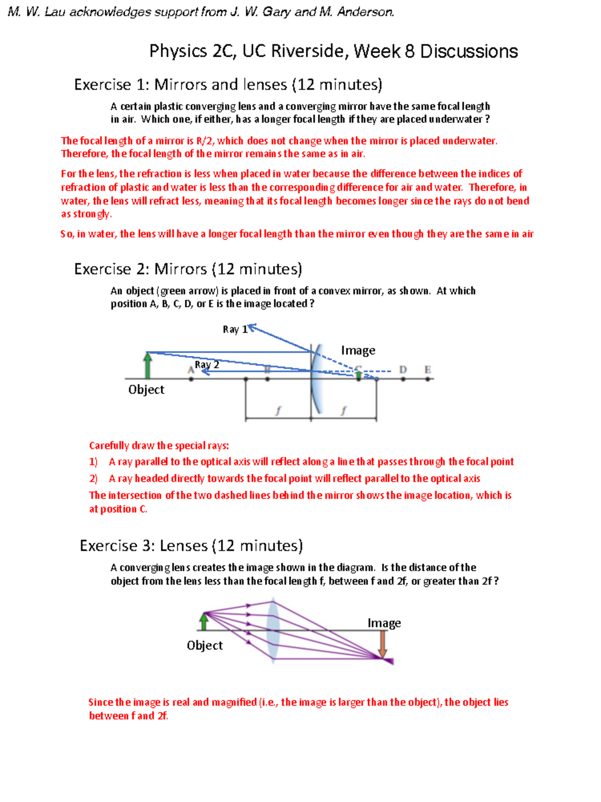 Week8 worksheet solutions - Physics 2C, UC Riverside, Workshop 7 A ...