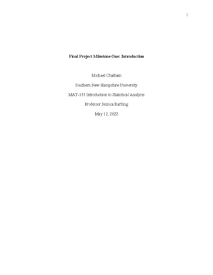 5-2 Final Project Part II Milestone One Rough Draft - 5-2 Final Project Part II Milestone One ...