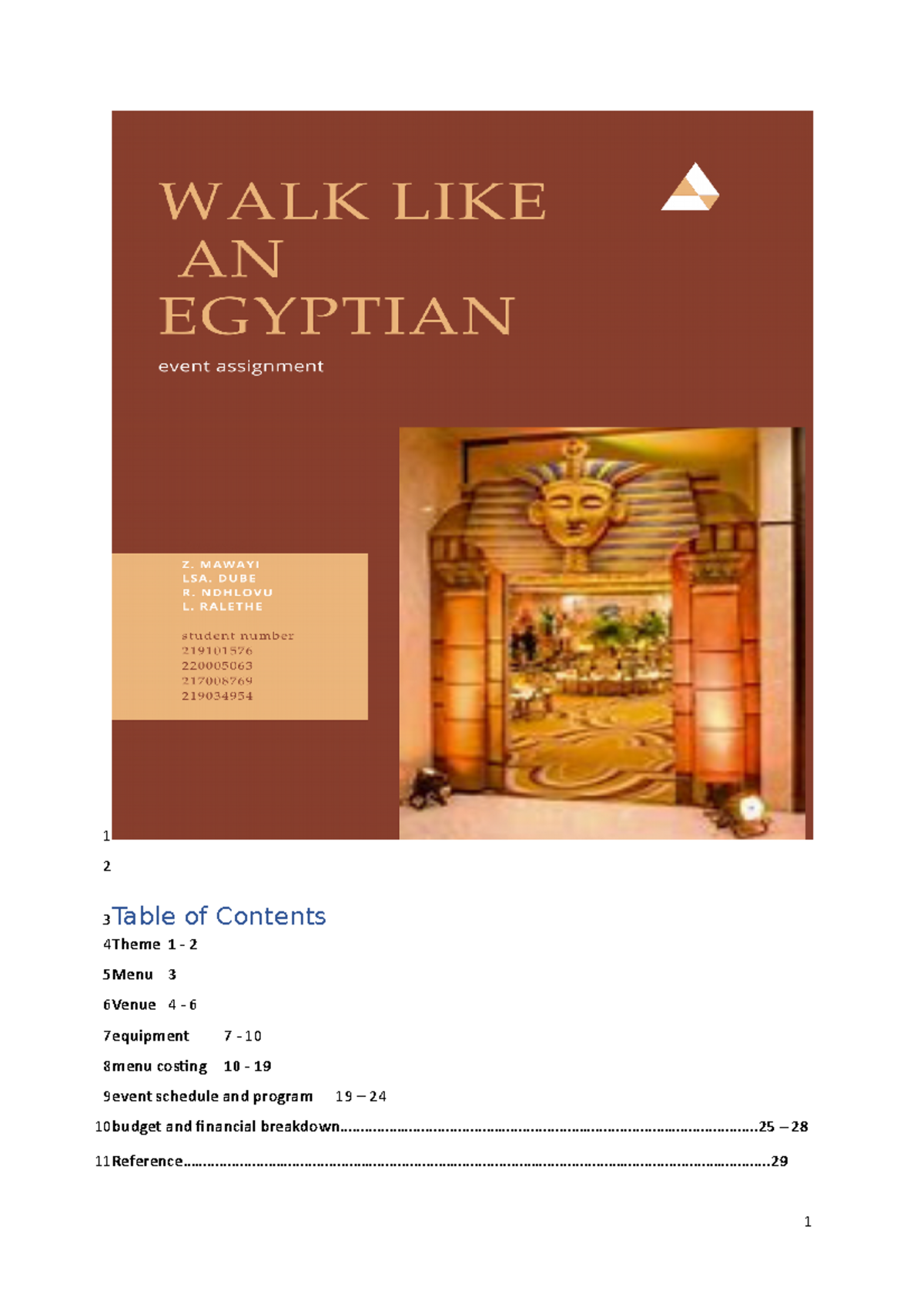 Event design assignment, which covers the theme, budget and program of ...