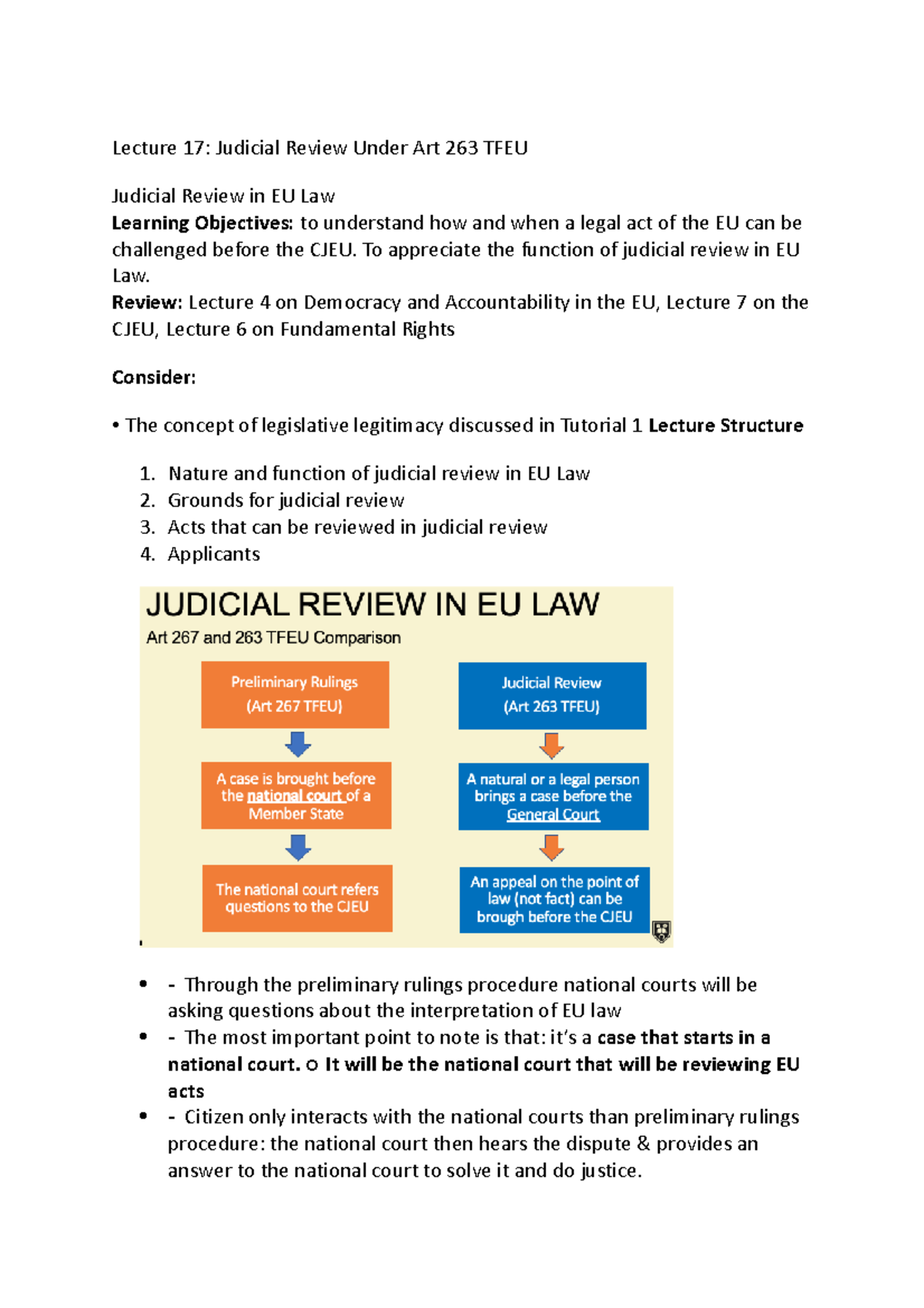 UNIT 4 Judicial Review EU - Lecture 17: Judicial Review Under Art 263 ...