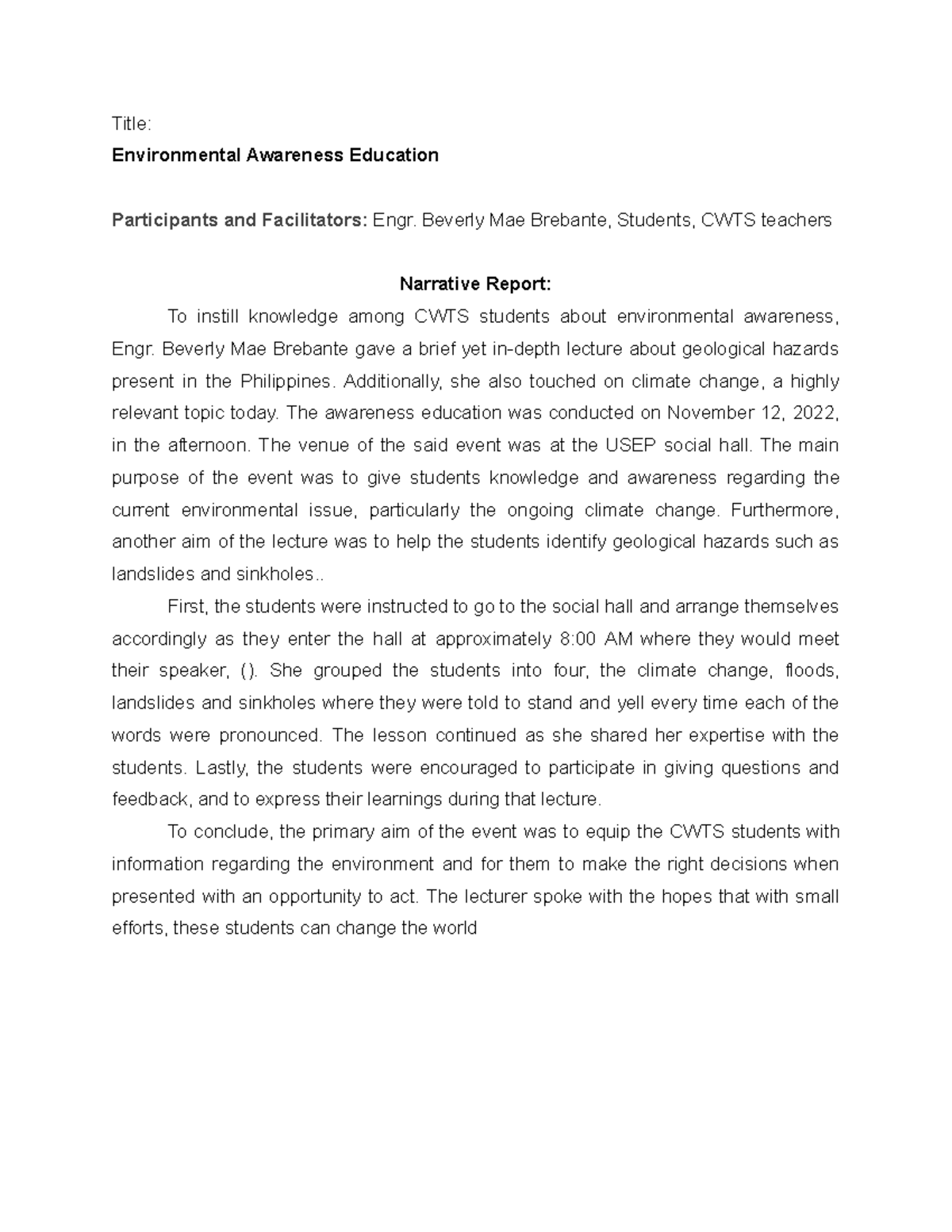 Document 7 CWTS - This is a lecture note, and a report. - Title ...