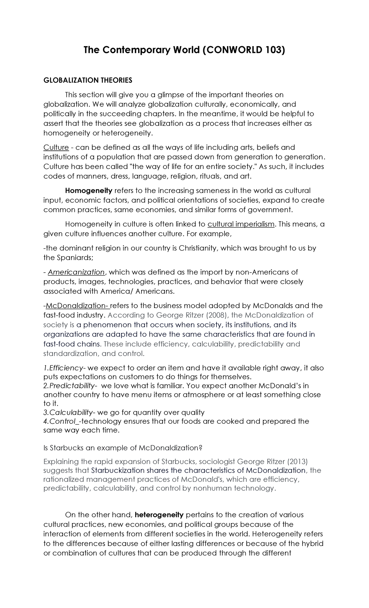 Week-3 Conworld-103 Lesson-3-4 - The Contemporary World (CONWORLD 103) GLOBALIZATION THEORIES ...