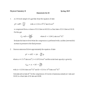 Pchemiihw 4 - Homework assignment 4 - Physical Chemistry II Spring ...