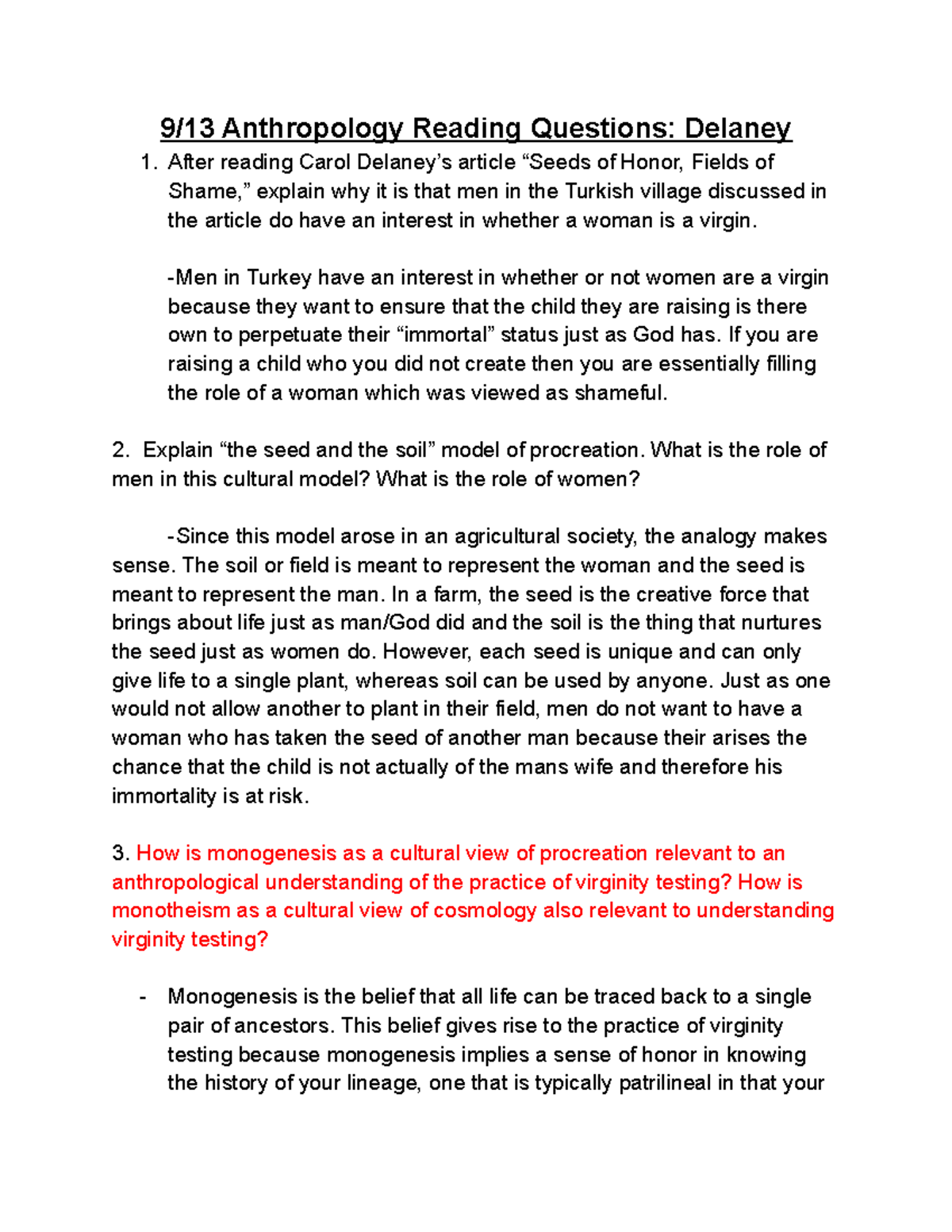 9 13 Anthropology Reading Questions Delaney - 9/13 Anthropology Reading ...