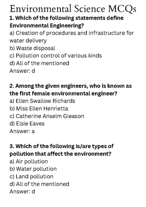 Environmental Science MCQs 4 - Environmental Science MCQs Which is the ...
