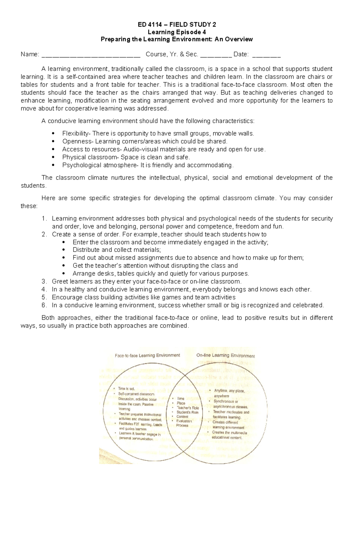 LE-4 - Good for field study - ED 4114 – FIELD STUDY 2 Learning Episode ...