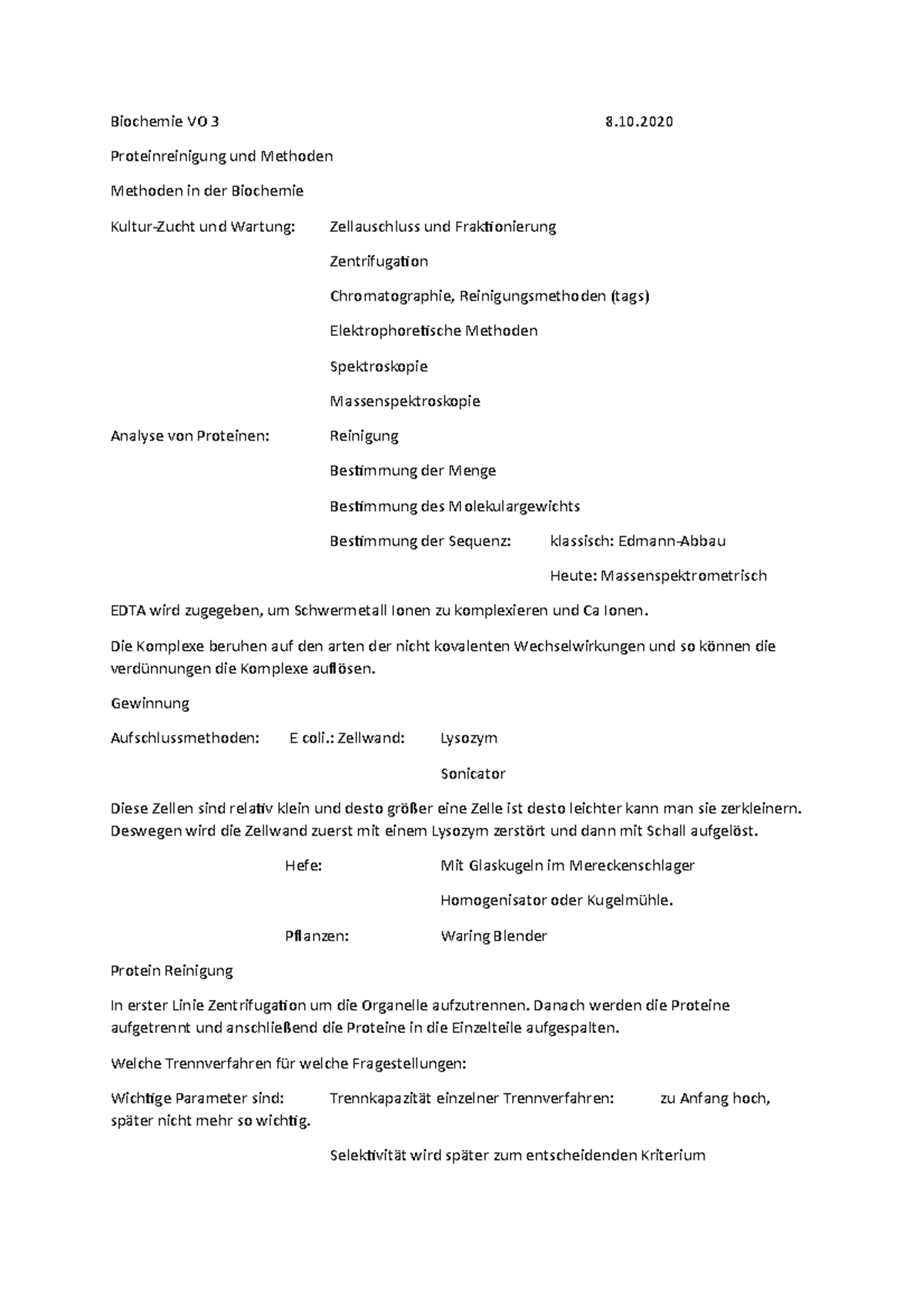 Biochemie Vorlesung 3, Universität Wien - Biochemie VO 3 8 ...