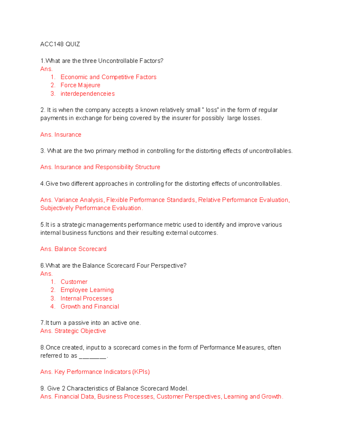 ACC148 QUIZ - Practice Quiz - ACC148 QUIZ 1 are the three ...