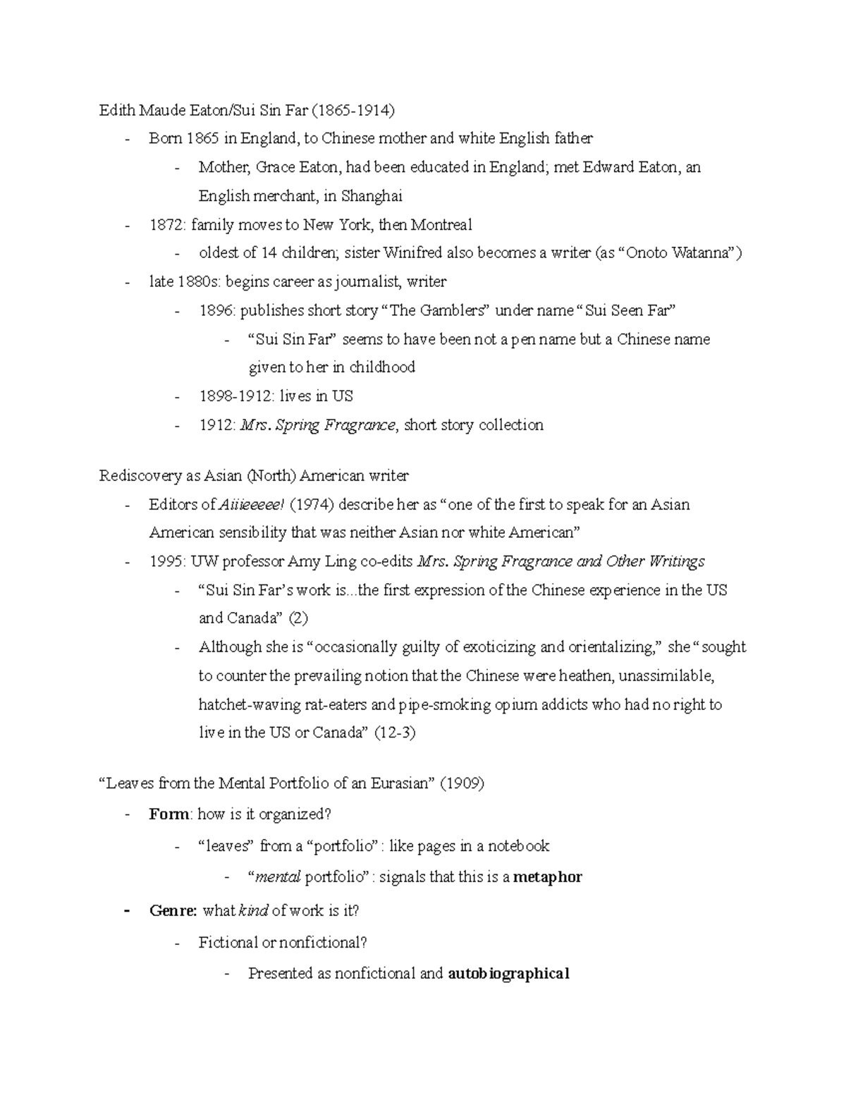 Asia America Lit Sui Sin Far - Edith Maude Eaton/Sui Sin Far (1865-1914 ...