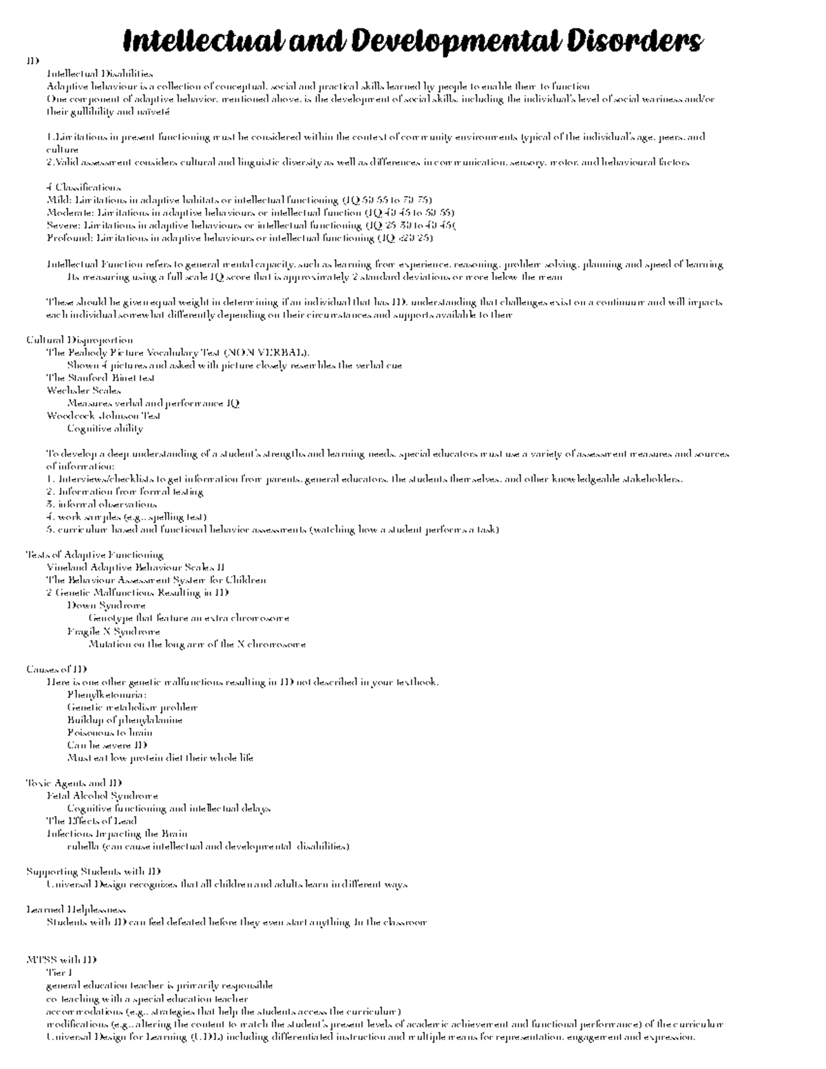 Intellectual And Developmental Disorders - Intellectual and ...