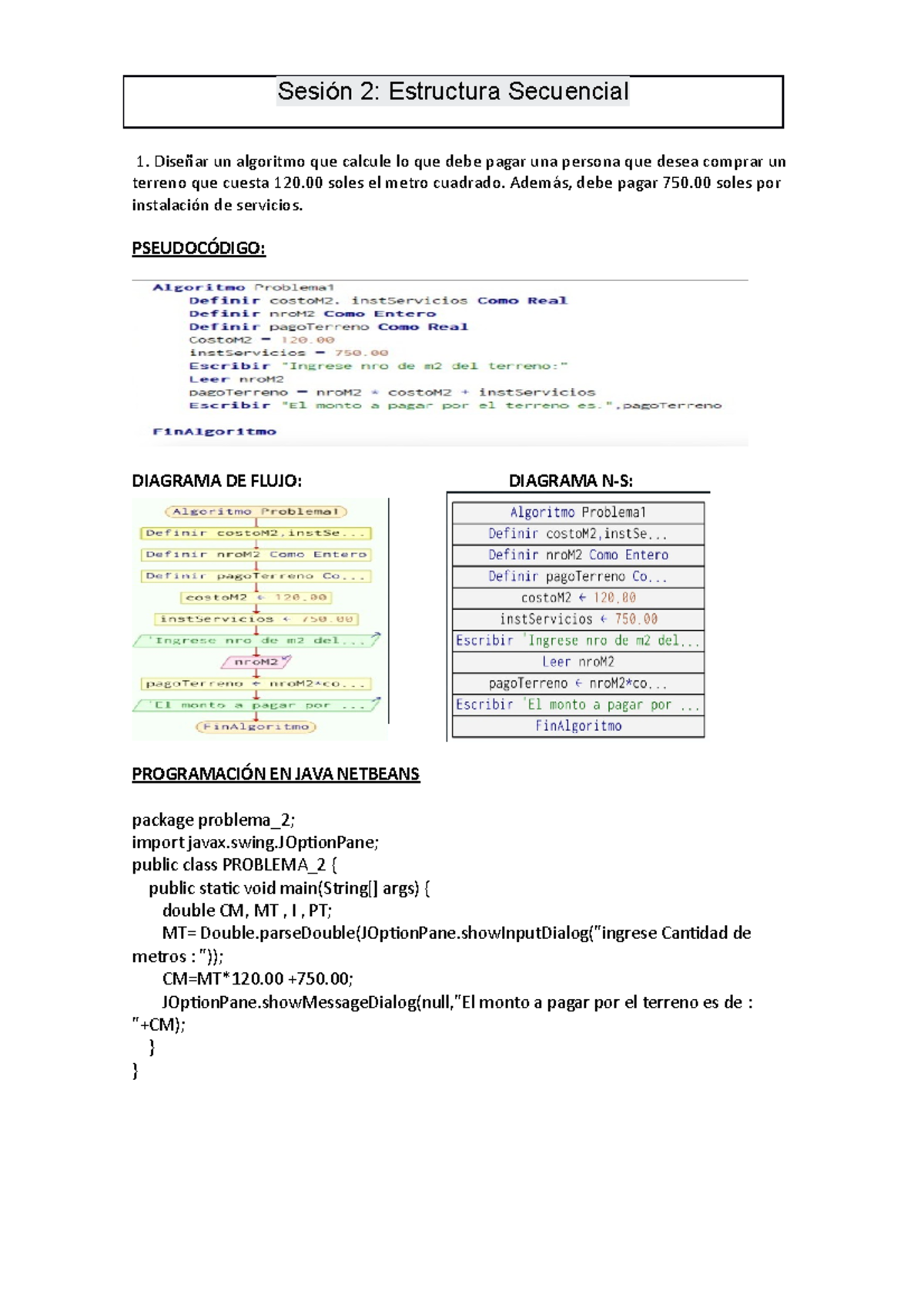 Guia laboratorio 2 - Diseñar un algoritmo que calcule lo que debe pagar ...