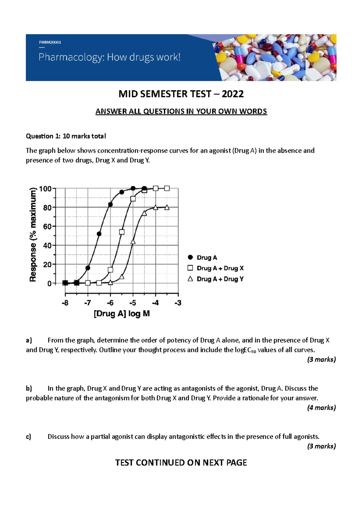 PHRM2000 1 - MST - Short Answer Questions - 2022 - MID SEMESTER TEST ...