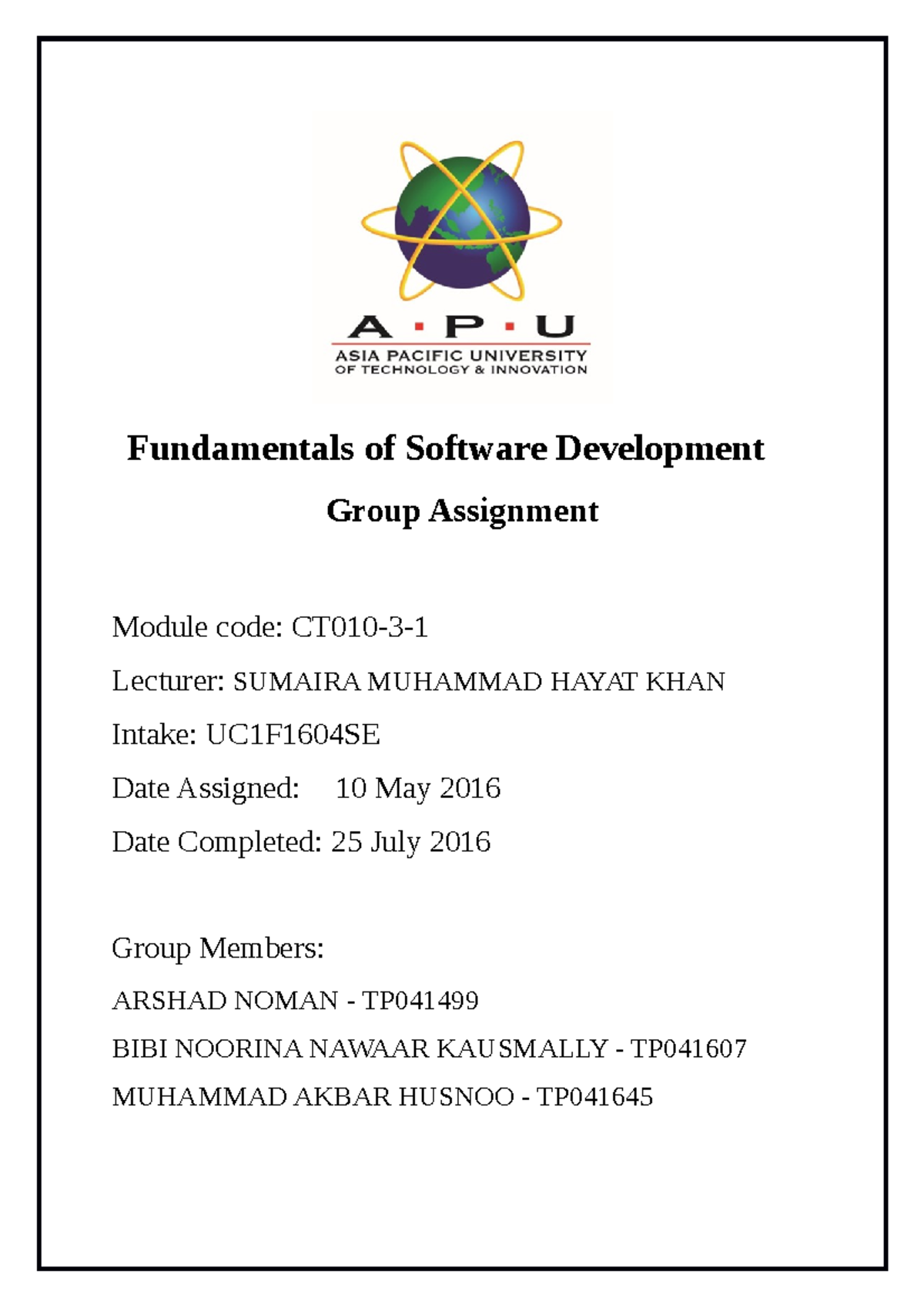 Software development - Fundamentals of Software Development Group ...