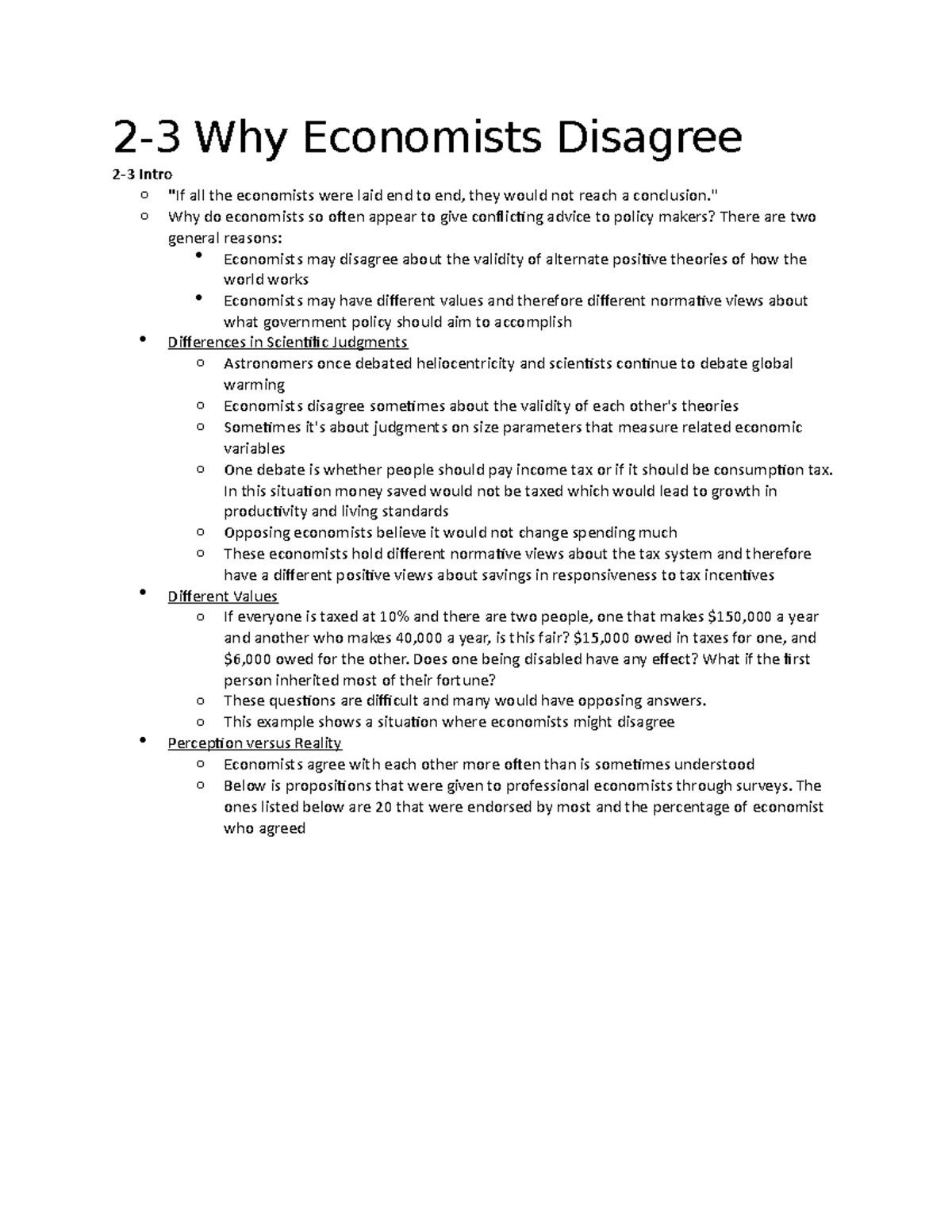 2-3 Why Economists Disagree Notes - 2-3 Why Economists Disagree 2-3 ...