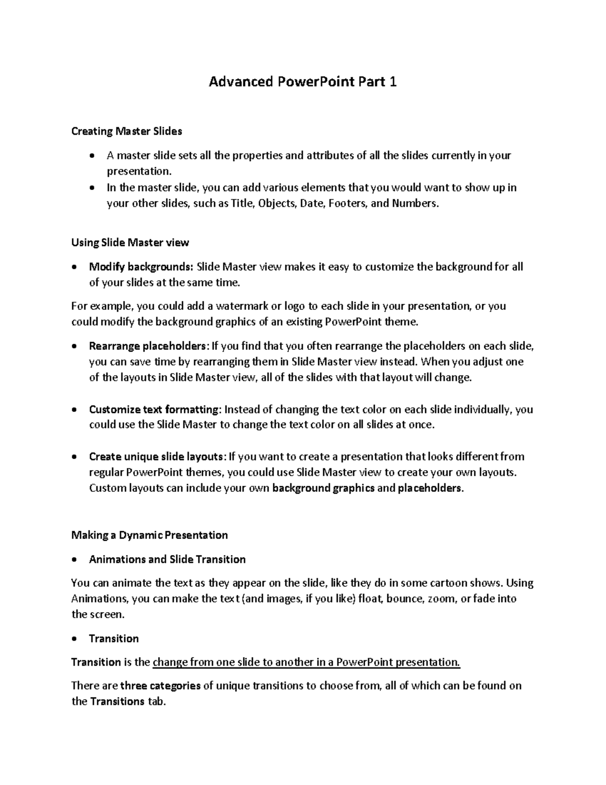 Advanced Power Point - Basic Computer Applications in Business ...